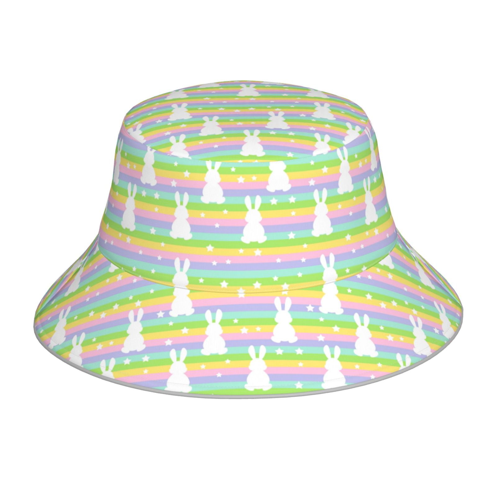Honeii Rainbow Rabbit for Unisex Bucket Hat Waterproof Rain Hat ...