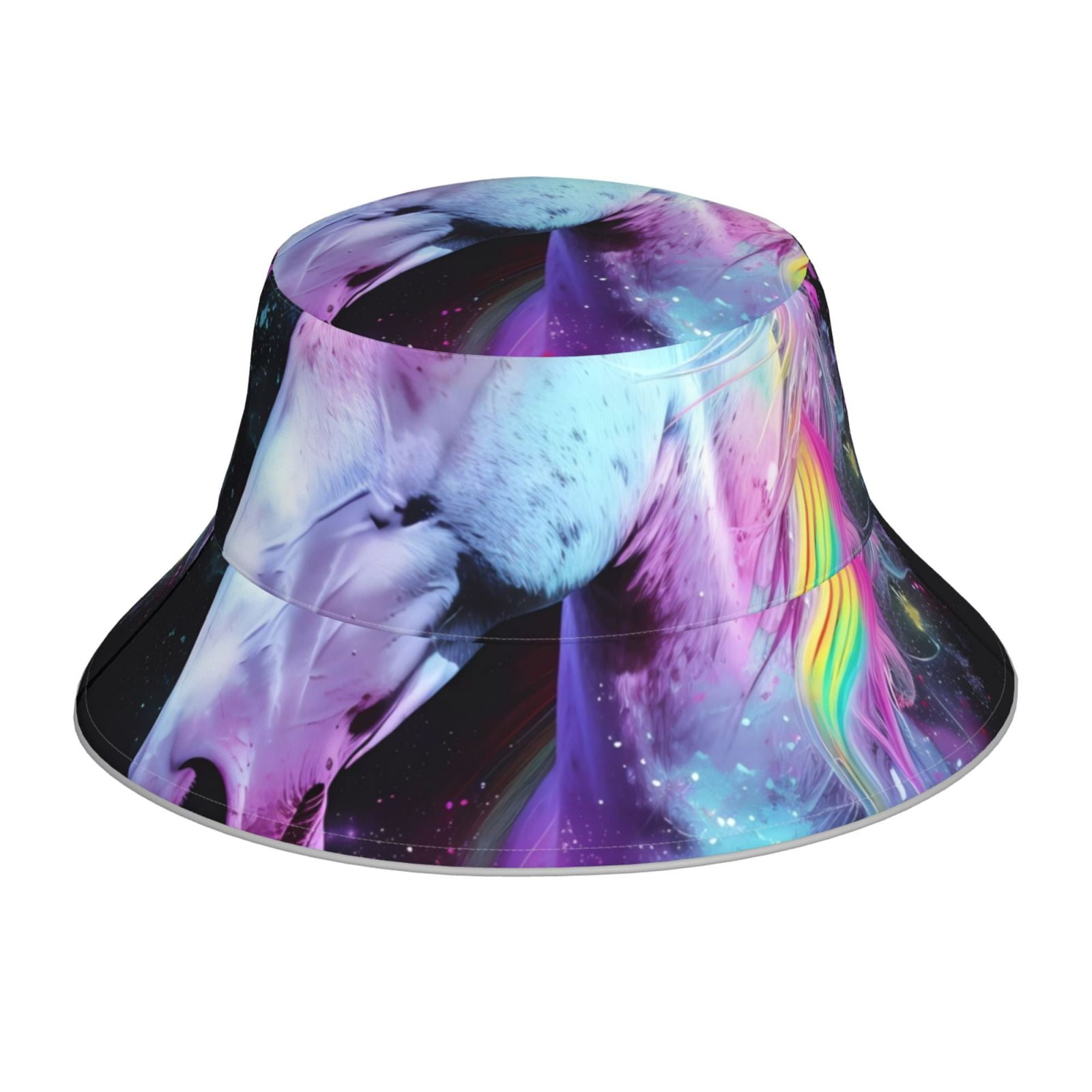 Honeii Rainbow Spotted White Horse for Unisex Bucket Hat Waterproof ...