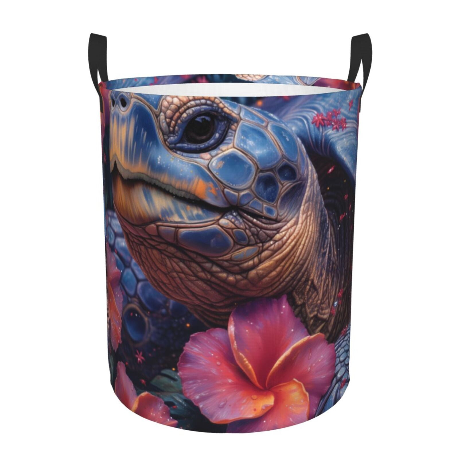 Honeii Realistic Flower Turtle Print Laundry Hamper Basket,Baby Nursery ...