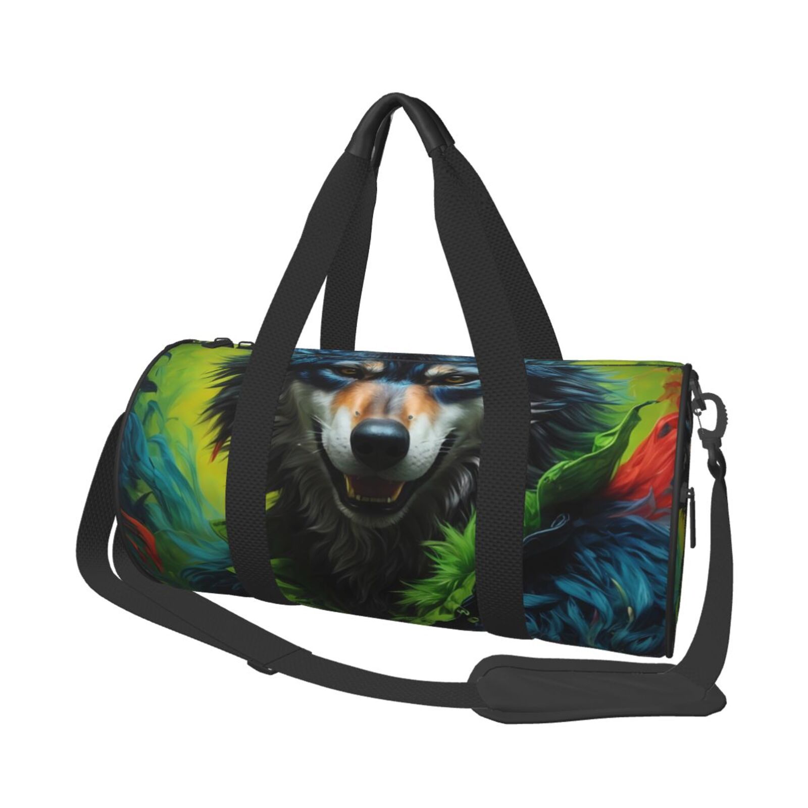Honeii Realistic Style Wolf Warrior Print Duffle Bag and Adjustable ...