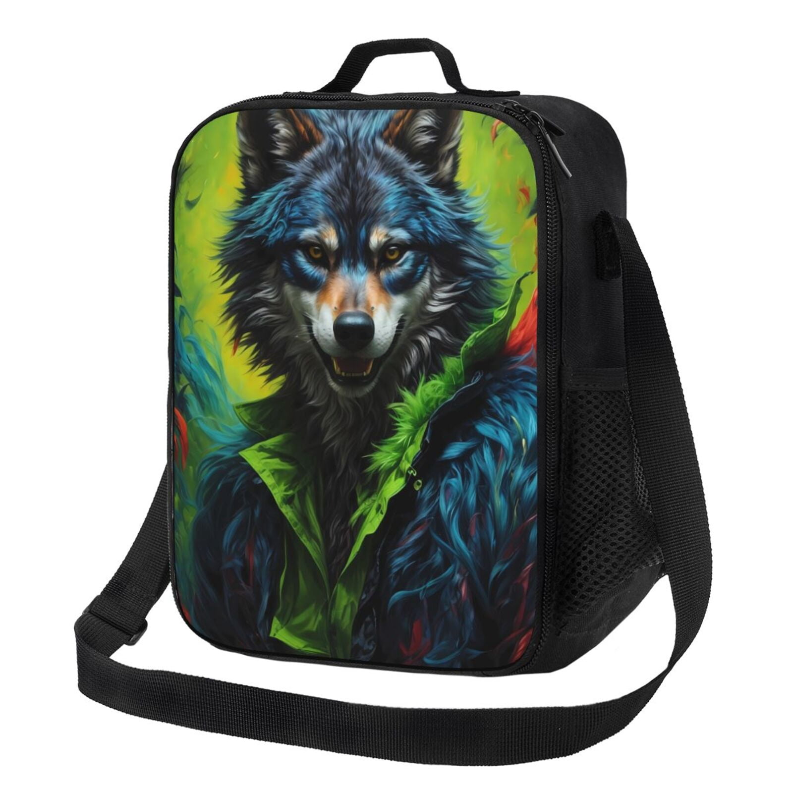 Honeii Realistic Style Wolf Warrior Print Insulated Lunch Bag, Reusable ...