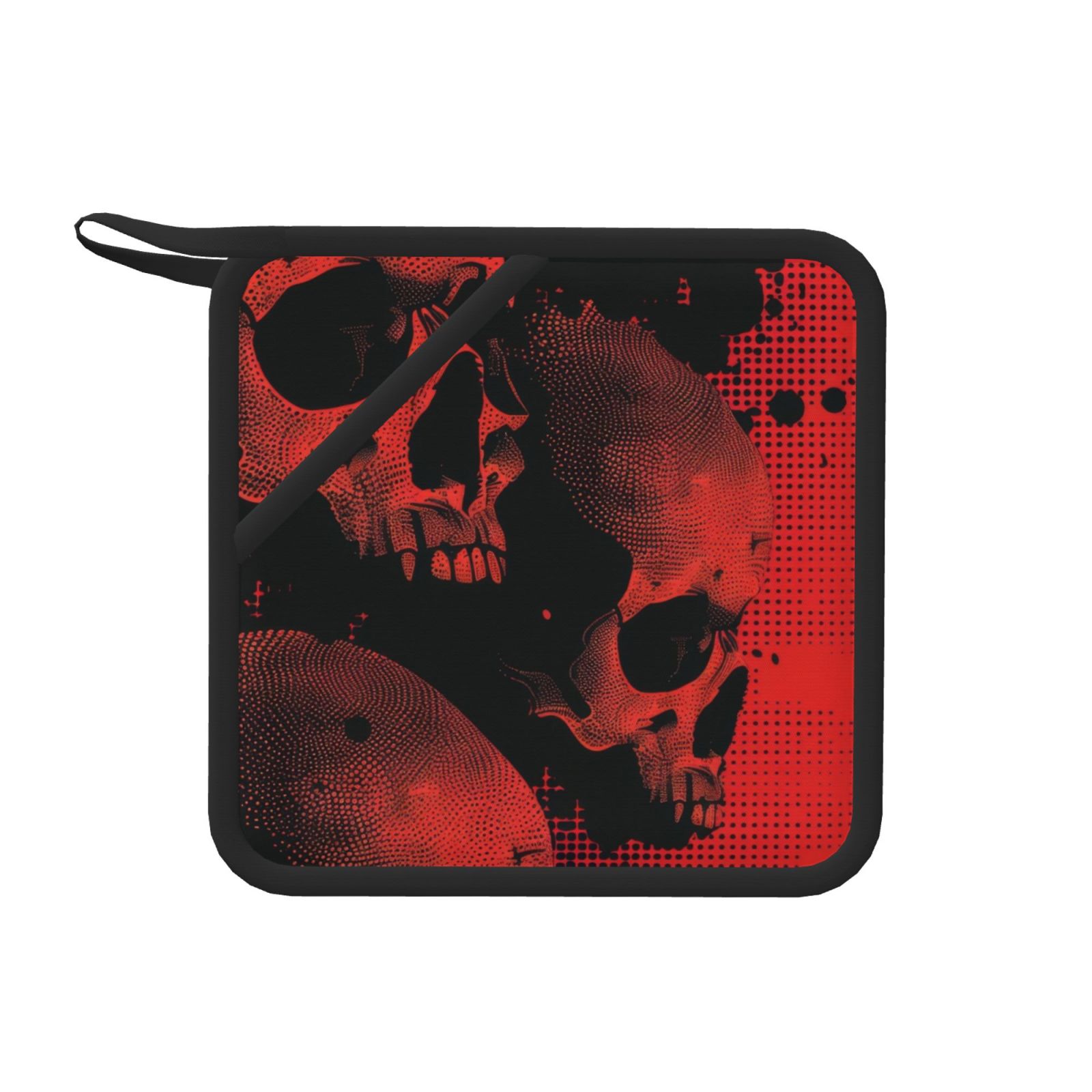 Honeii Red And Black Abstract Skull for Silicone Trivets for Hot Pots ...
