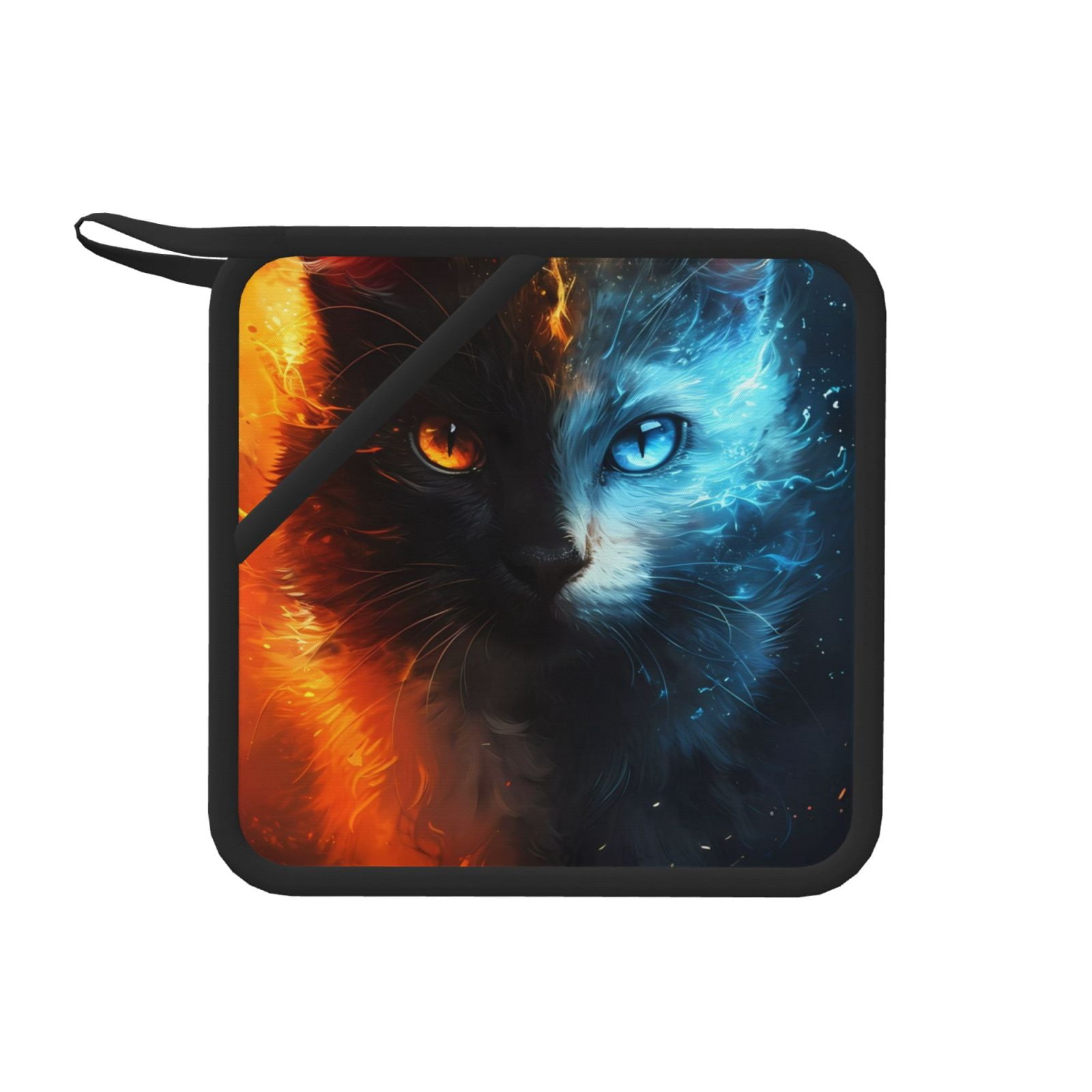 Honeii Red And Blue Fire Cat for Silicone Trivets for Hot Pots and Pans ...