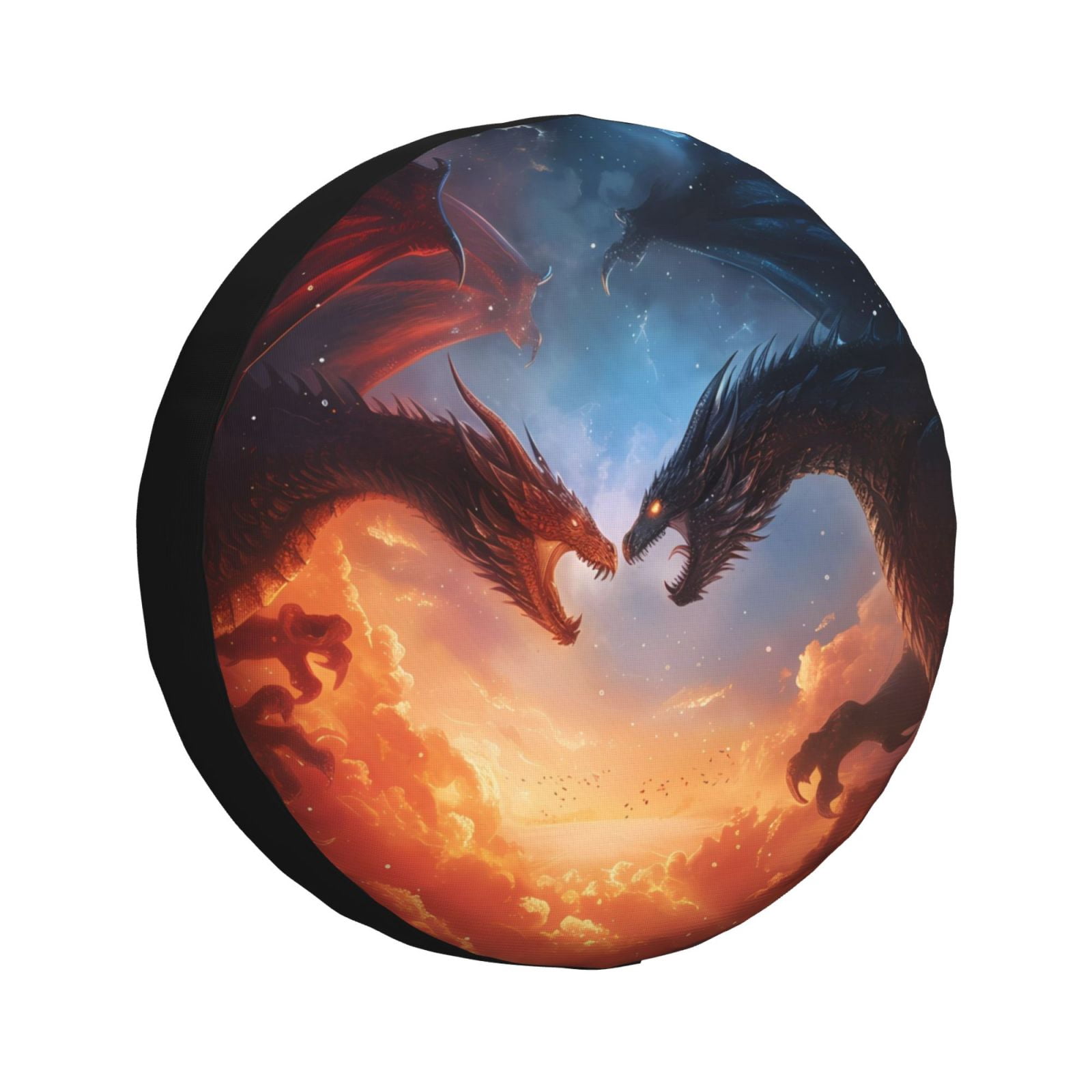 Honeii Red And Blue Fire Cloud Dragon Print Tire Covers, Waterproof ...