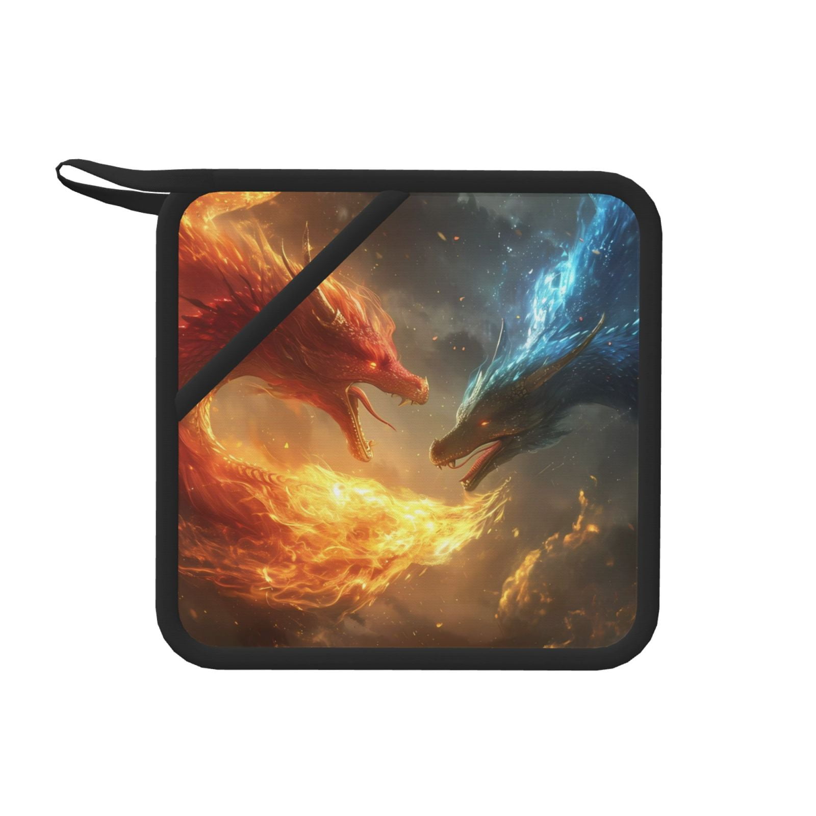 Honeii Red And Blue Fire Dragon B for Silicone Trivets for Hot Pots and ...
