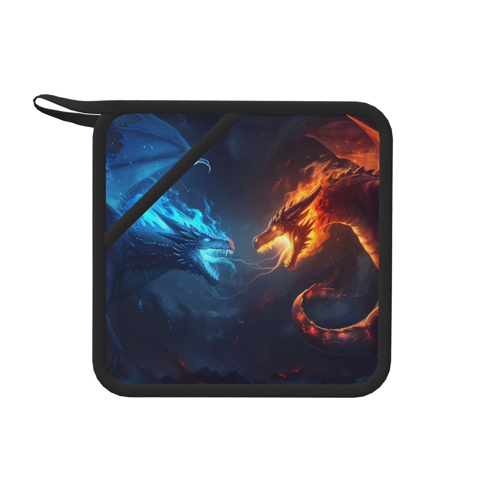 Honeii Red And Blue Fire Dragon C for Silicone Trivets for Hot Pots and ...