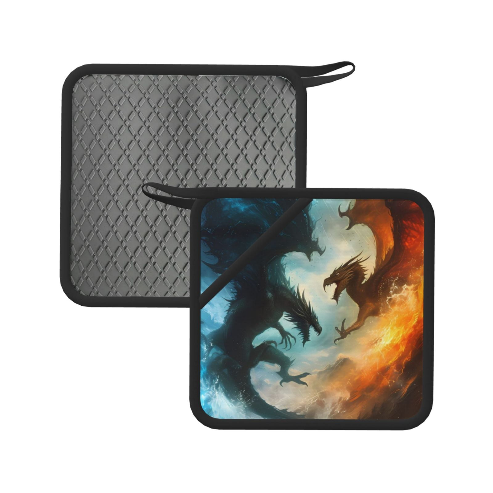 Honeii Red And Blue Flame Wave Dragon for Silicone Trivets for Hot Pots ...