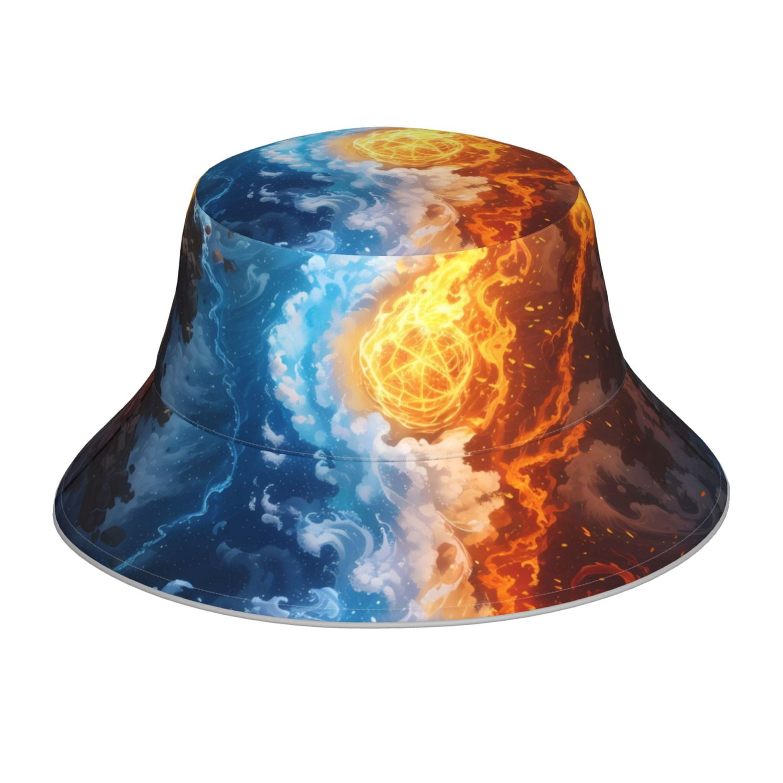 Honeii Red And Blue Flame Waves for Unisex Bucket Hat Waterproof Rain ...