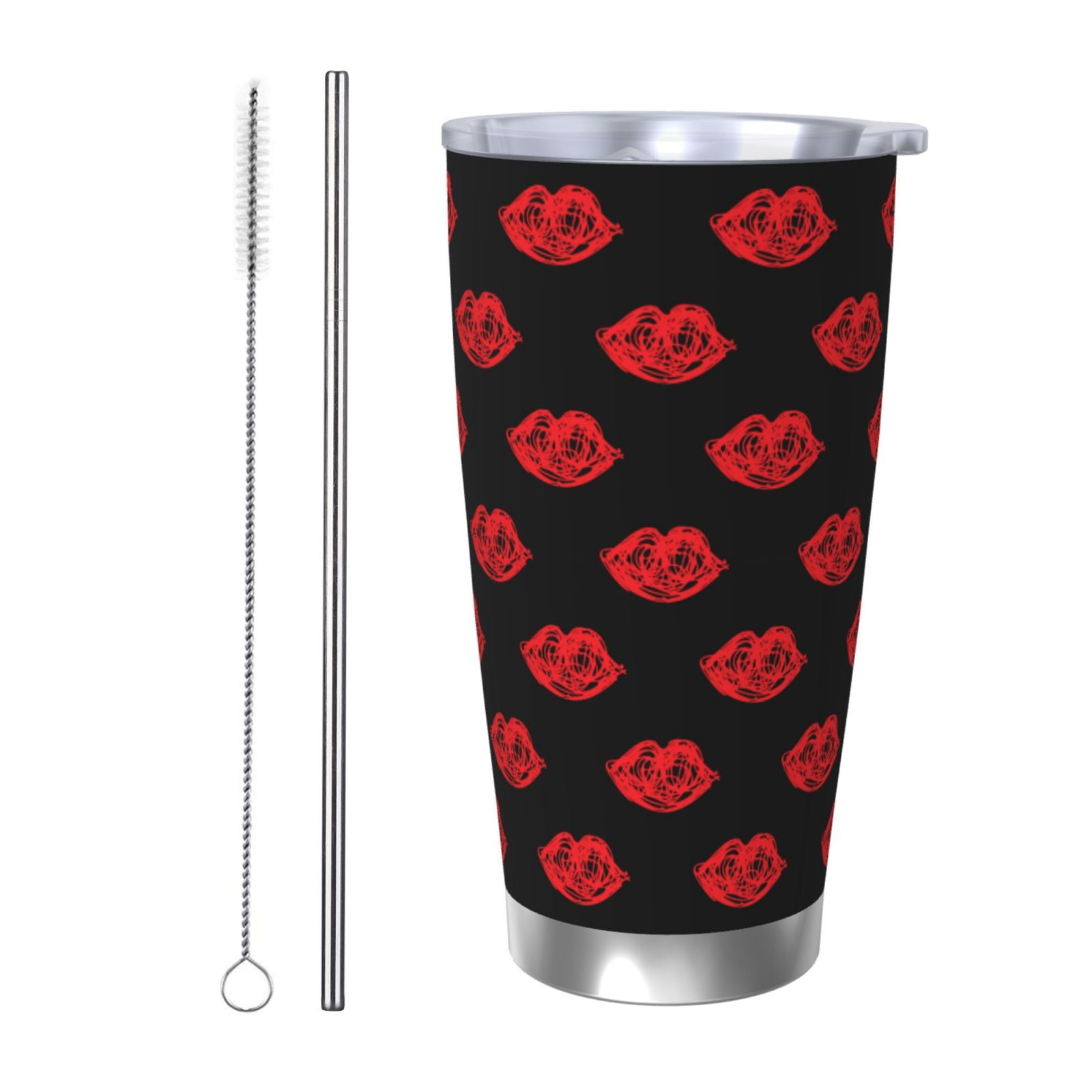 Honeii Red Beautiful Lips Print 20OZ Car Cup, Insulated Stainless Steel ...