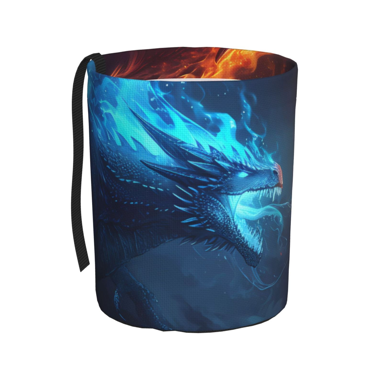 Honeii Red And Blue Fire Dragon C Print Waterproof Car Trash Can ...