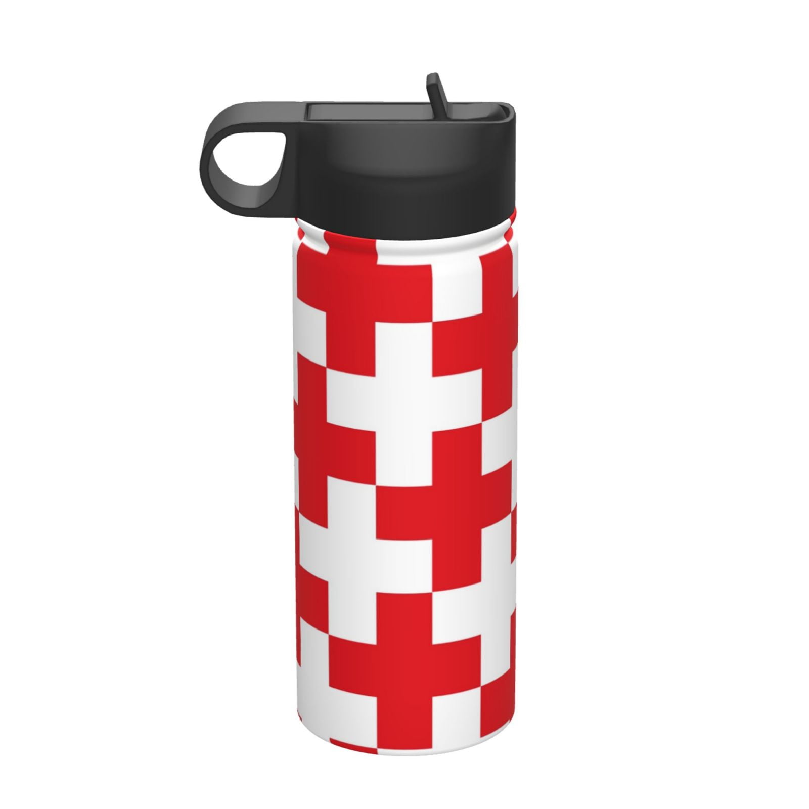 Honeii Red Cross 1 Print 18 oz Insulated Water Bottle with Straw Lid ...
