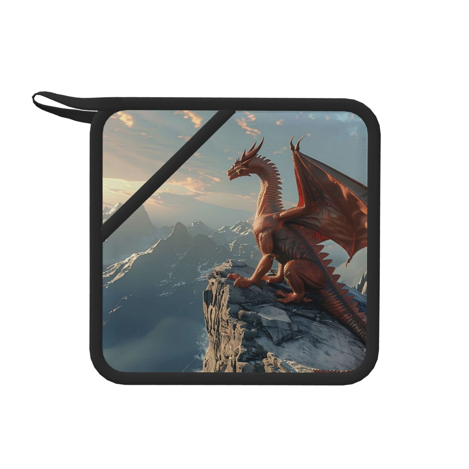 Honeii Red Dragon Mountain Sunrise for Silicone Trivets for Hot Pots ...