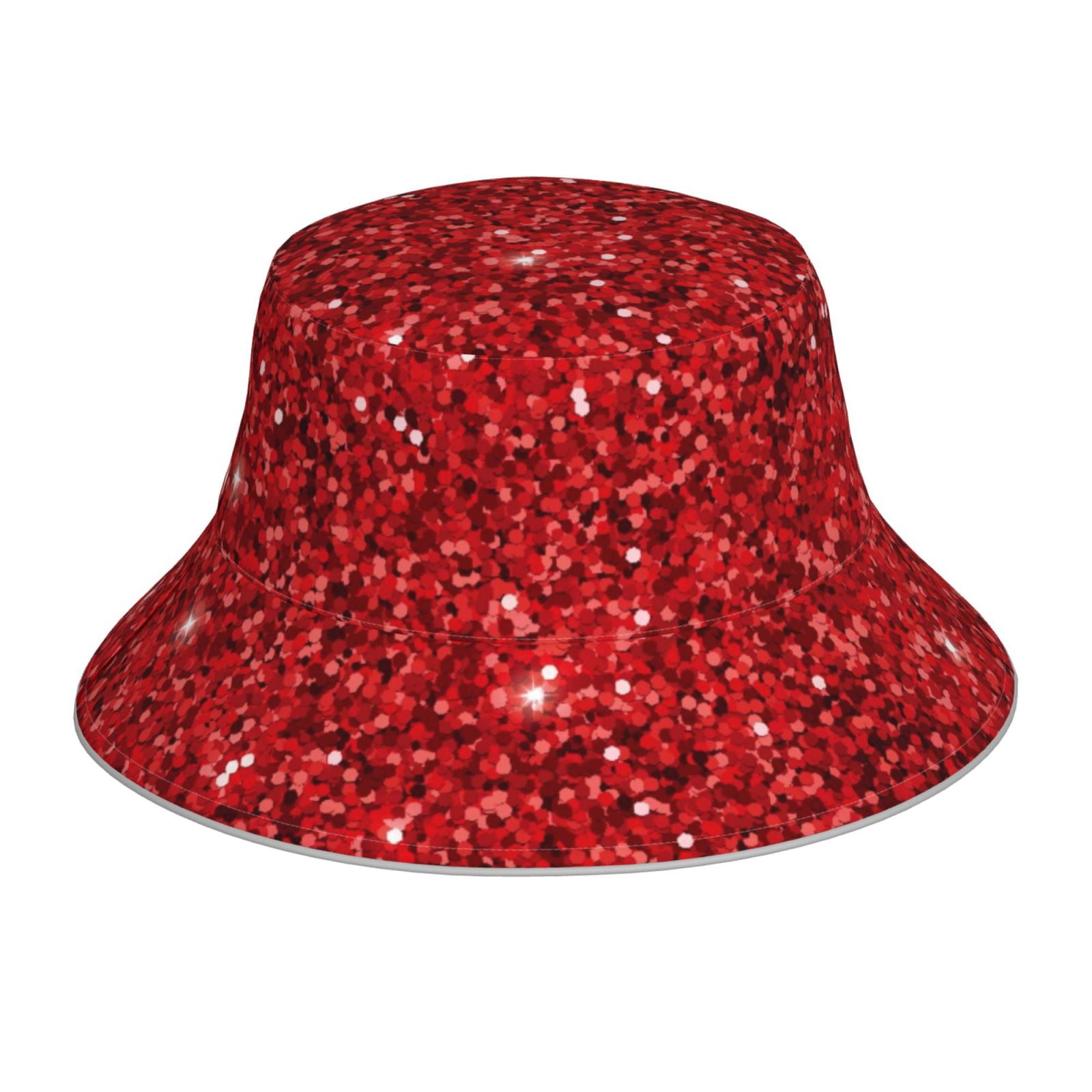 Honeii Red Glitter for Unisex Bucket Hat Waterproof Rain Hat Reversible ...