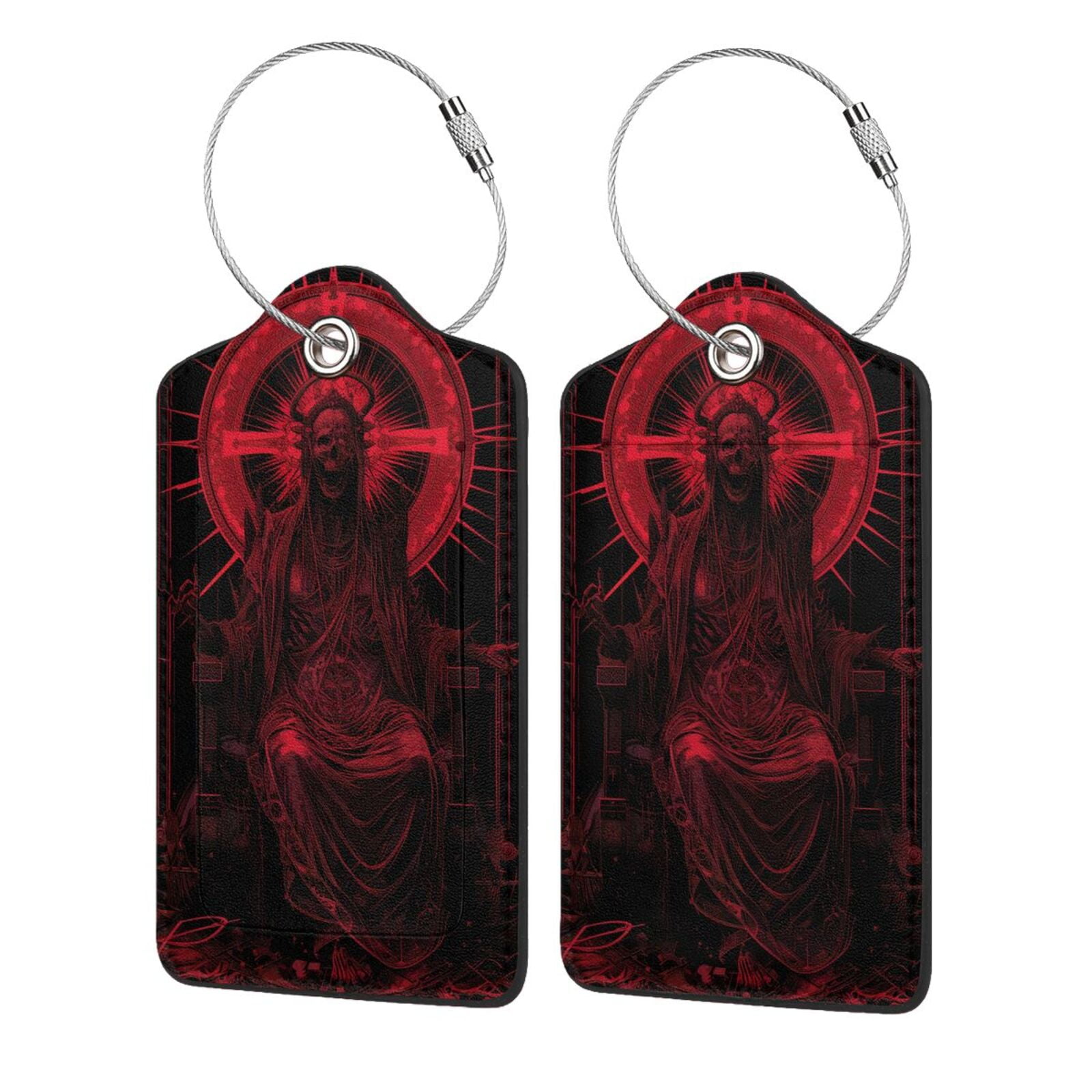 Honeii Red Gothic Skeleton Throne Print Leather Luggage Tag for ...