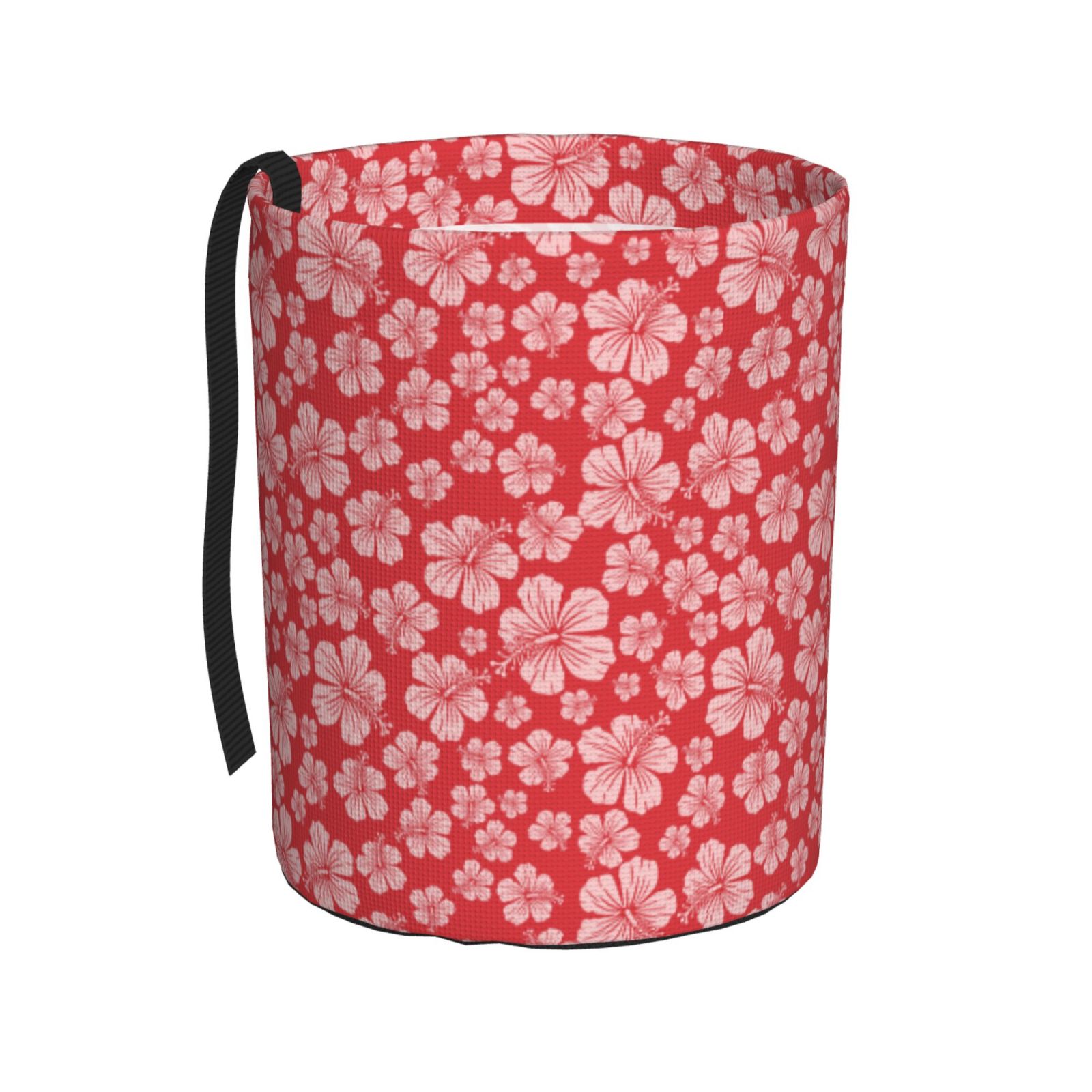 Honeii Red Hibiscus Flower Print Waterproof Car Trash Can,Waterproof ...