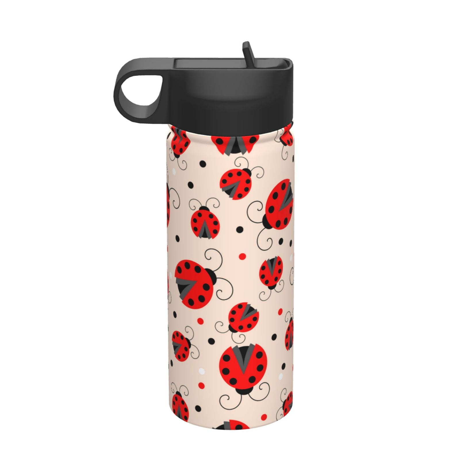 Honeii Red Ladybug Print 18 oz Insulated Water Bottle with Straw Lid ...