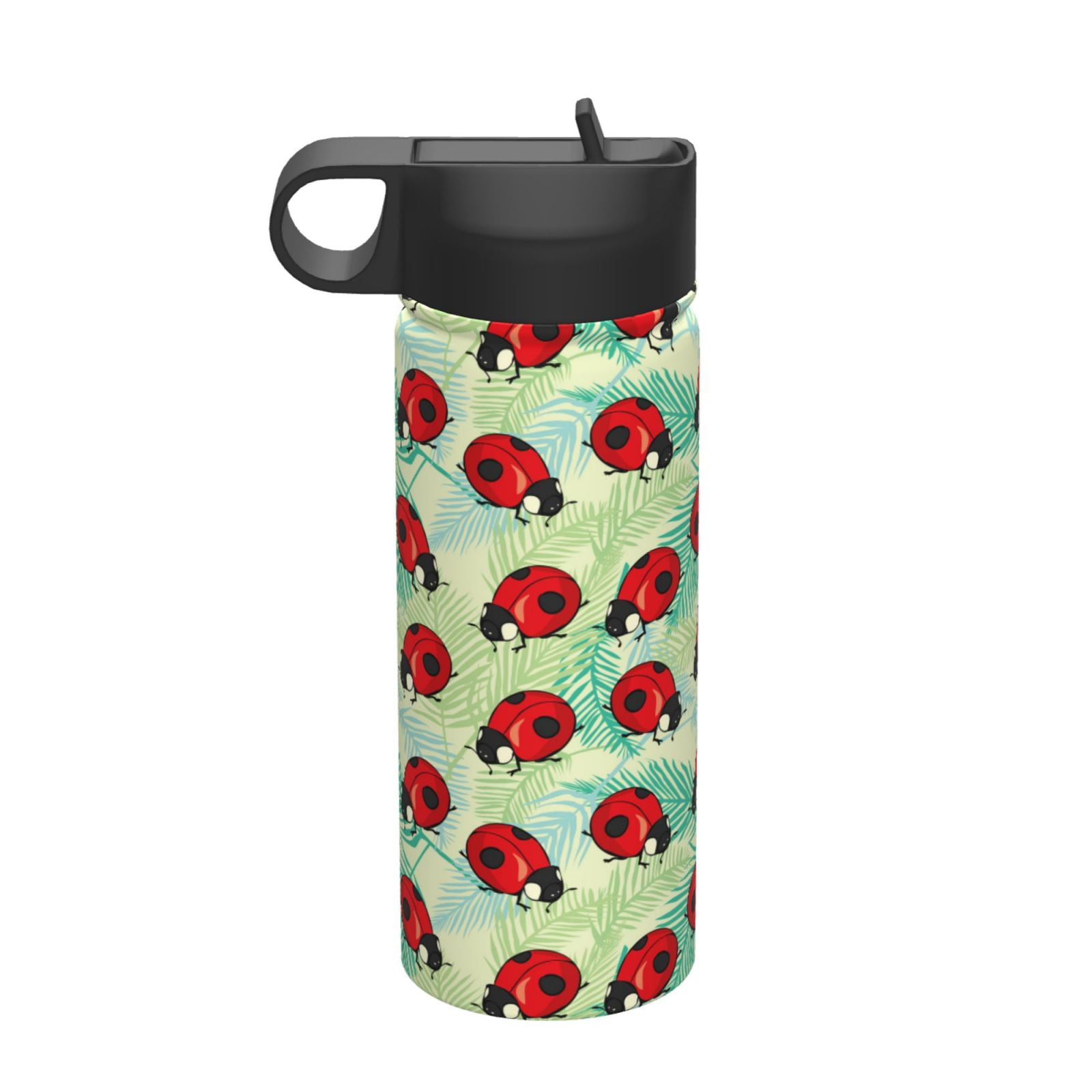 Honeii Red Ladybugs And Leaf Print 18 oz Insulated Water Bottle with ...