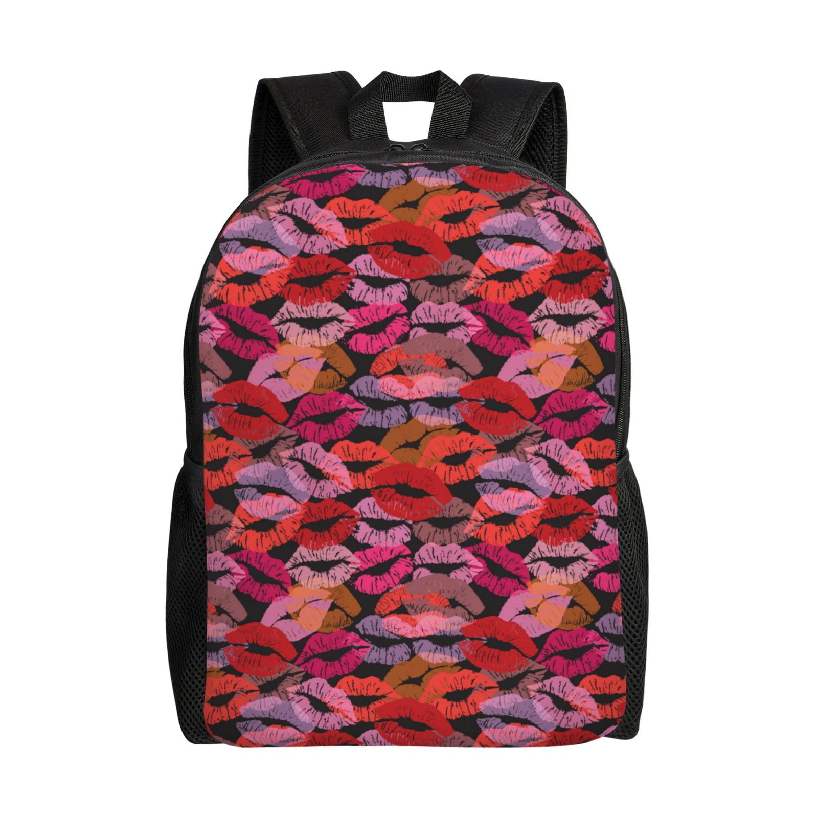 Honeii Red Lips Kissing Print Laptop Backpack for Work, College, Travel ...
