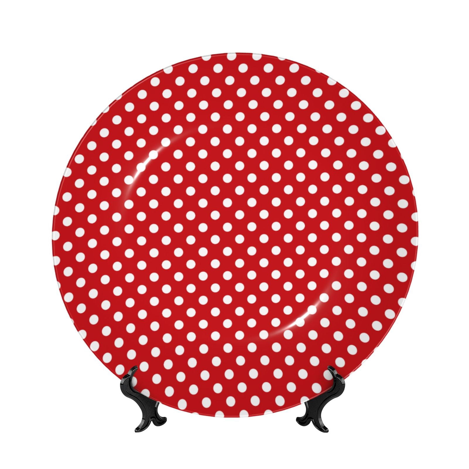 Honeii Red Polka Dot Print Elegant Bone China Decorative Plate ...