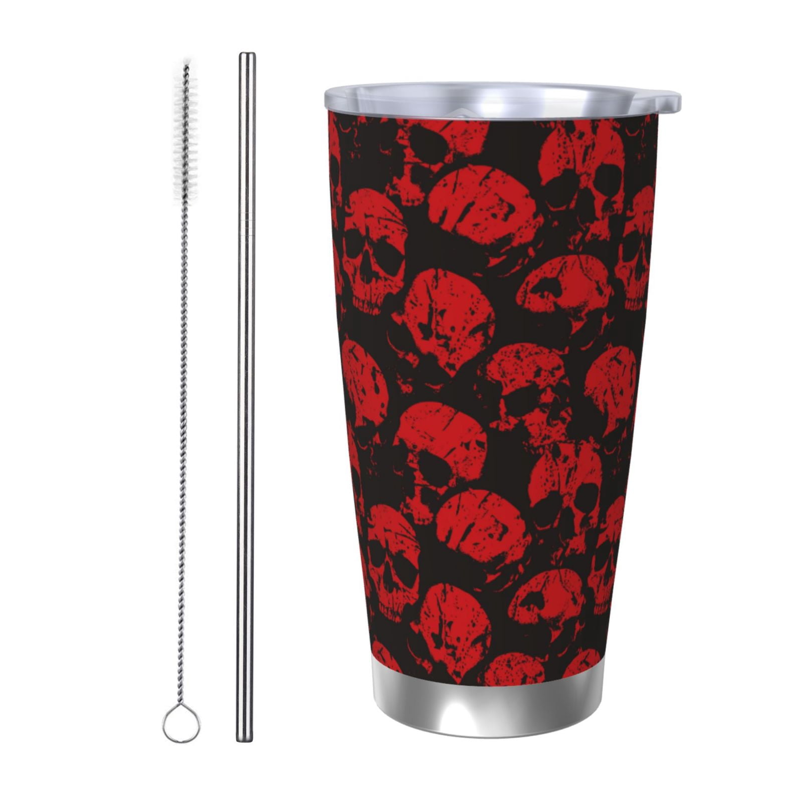 Honeii Red Skulls Print 20OZ Car Cup, Insulated Stainless Steel Travel ...