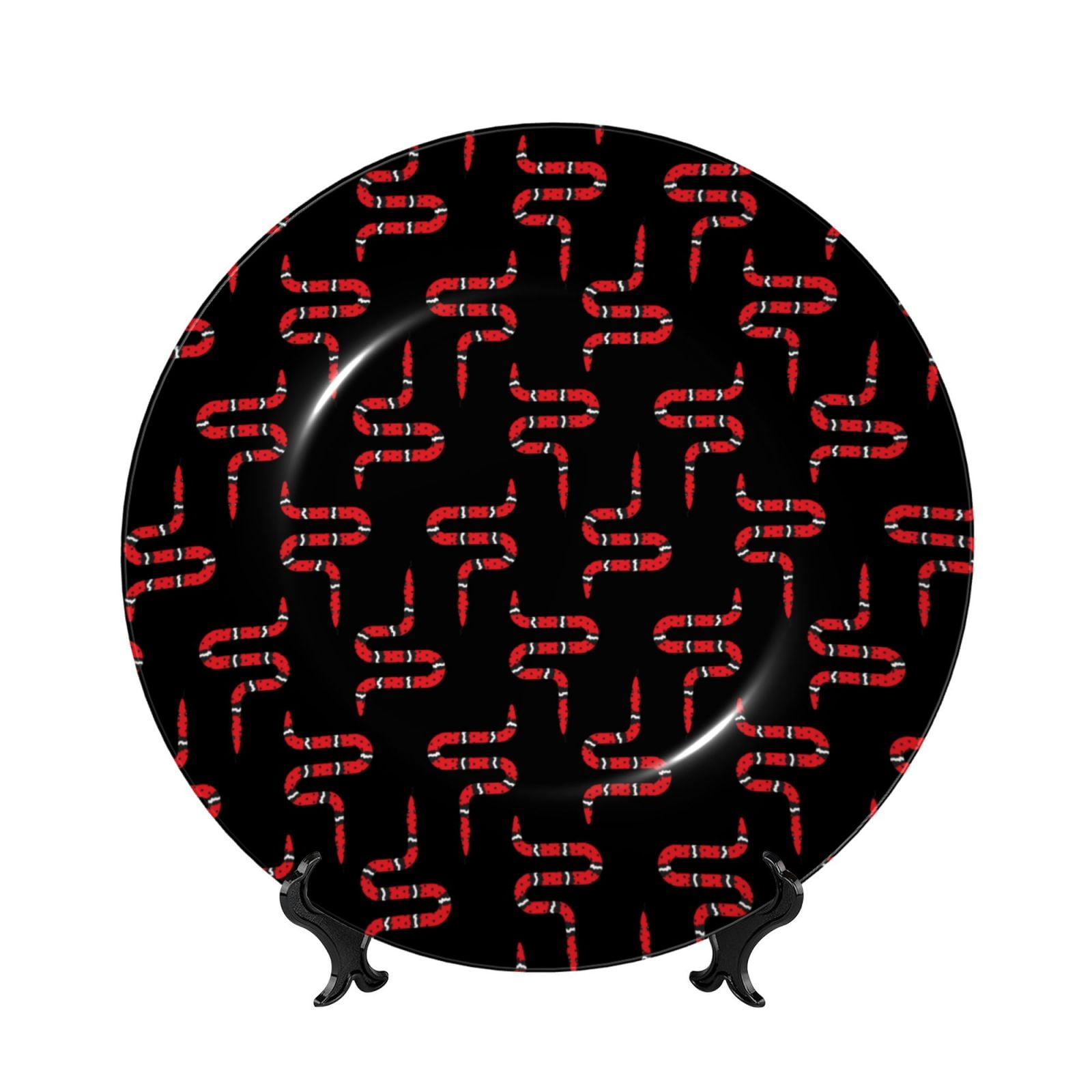 Honeii Red Snake Print Elegant Bone China Decorative Plate, Porcelain ...