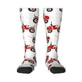 Honeii Red Wheeled Tractors Print Long Socks,Novelty Design Socks Gift ...