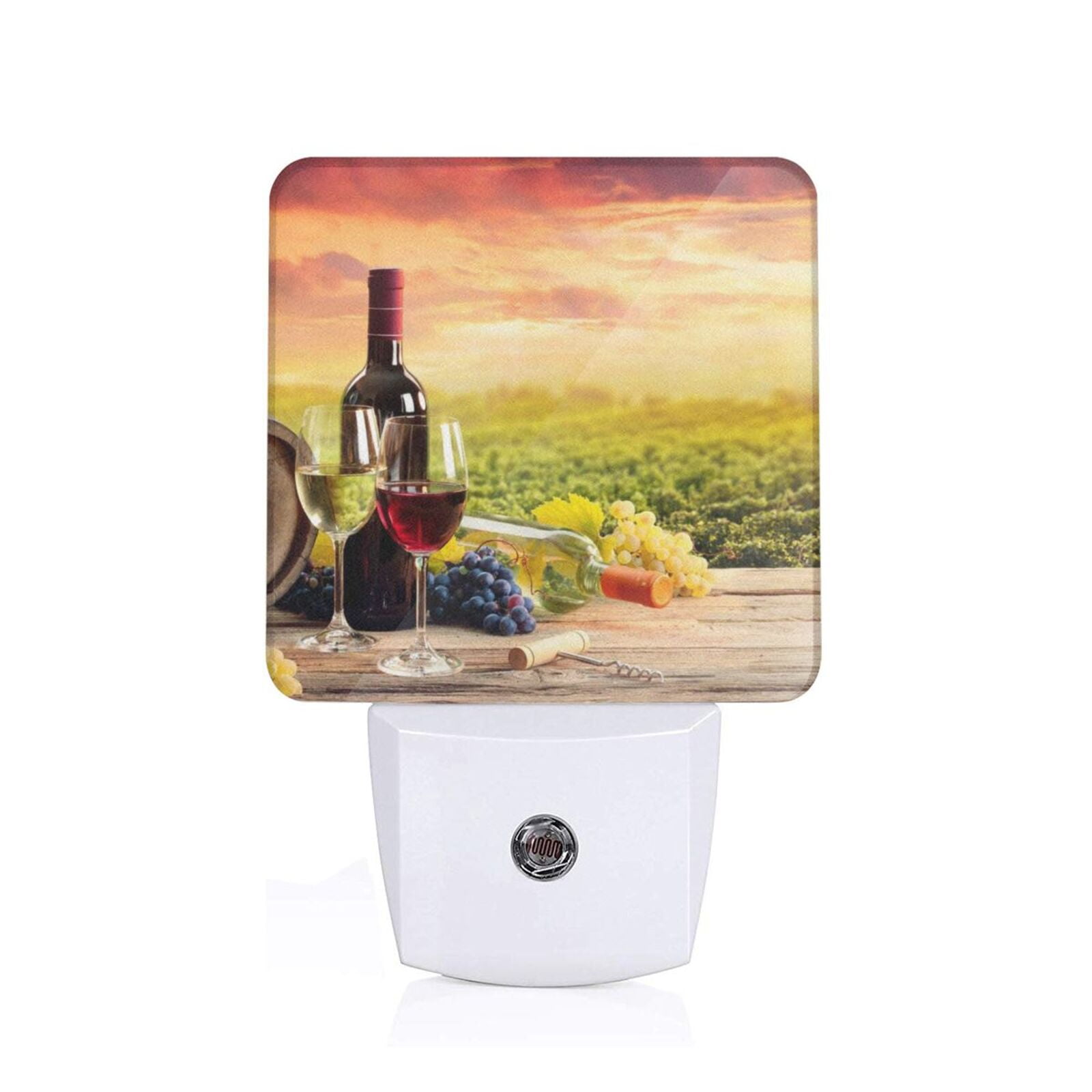 Honeii Red Wine Glasses Print LED Night Light with Light Sensor, Night ...