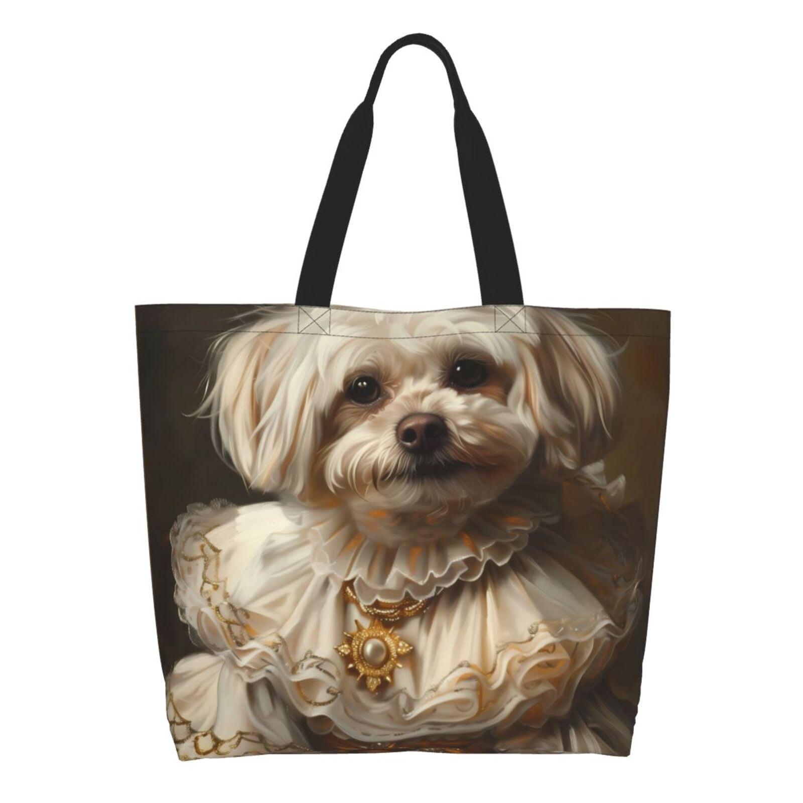Honeii Regal Dog In Royal Attire Print Tote Bag for Women, Foldable ...