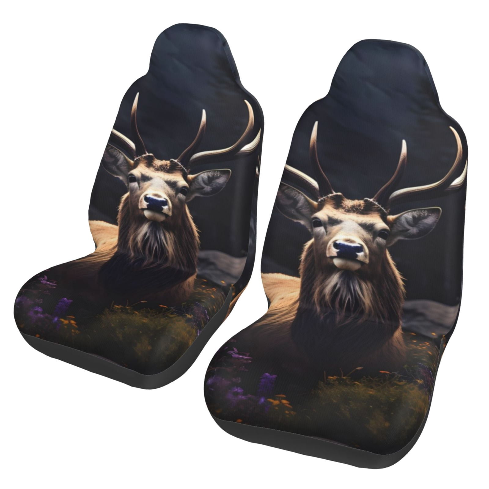 Honeii Regal Stag In Forest Print Car Seat Covers 2 Pieces, Full Set ...