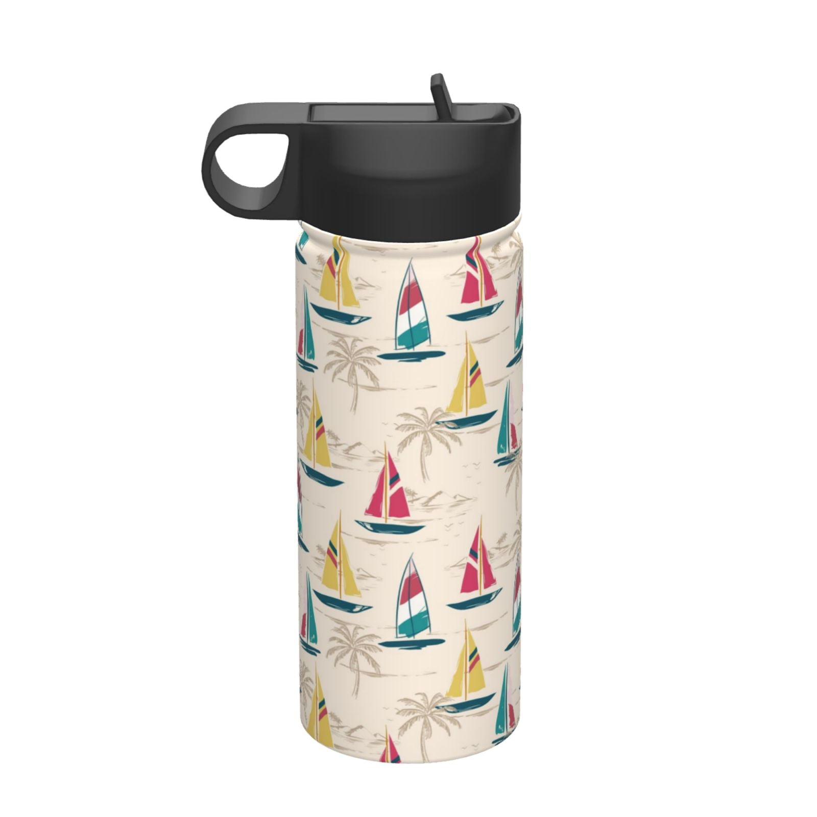 Honeii Reto Marine Nautical Print 18 oz Insulated Water Bottle with ...