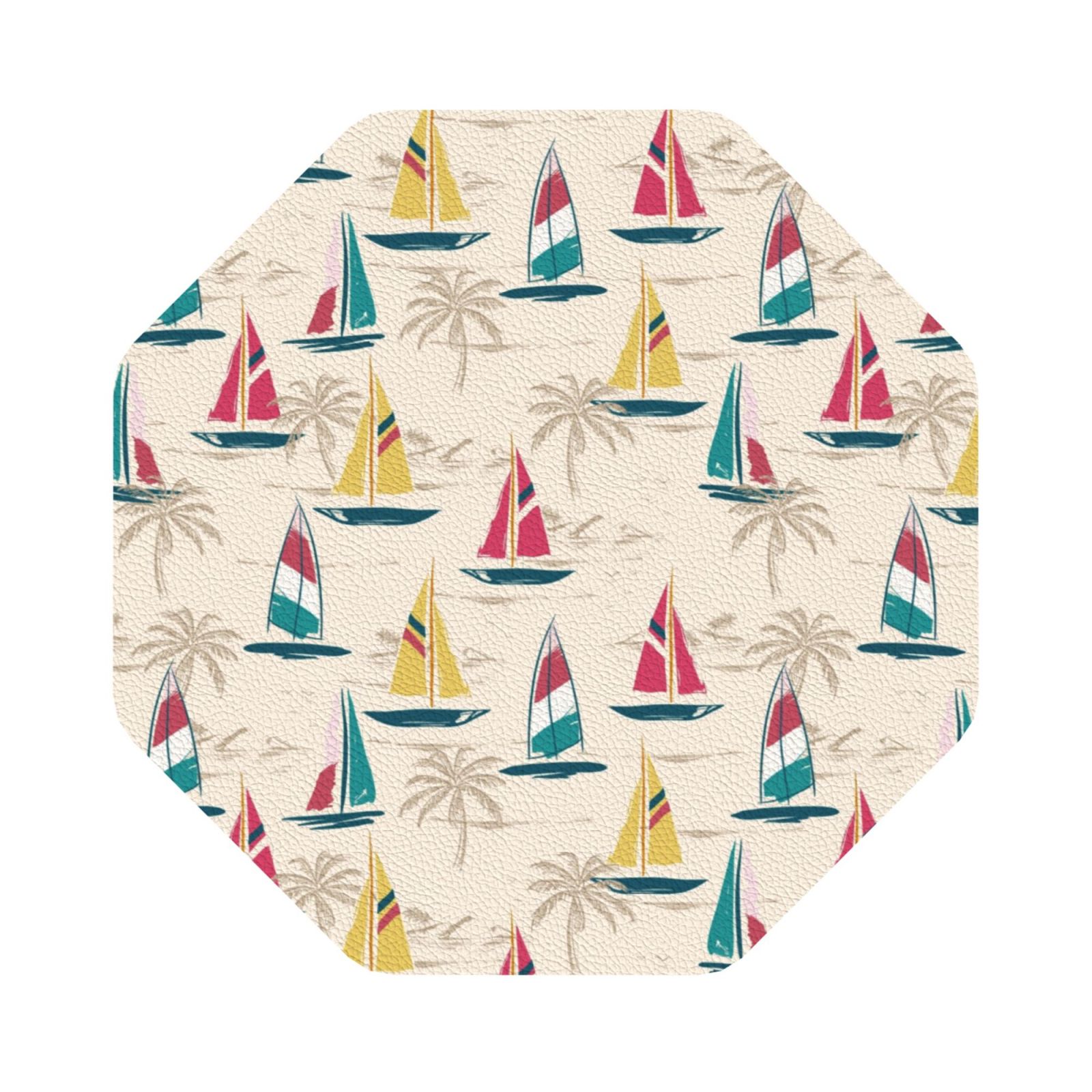 Honeii Reto Marine Nautical Print Leather Coaster Set of 6, Ideal for ...