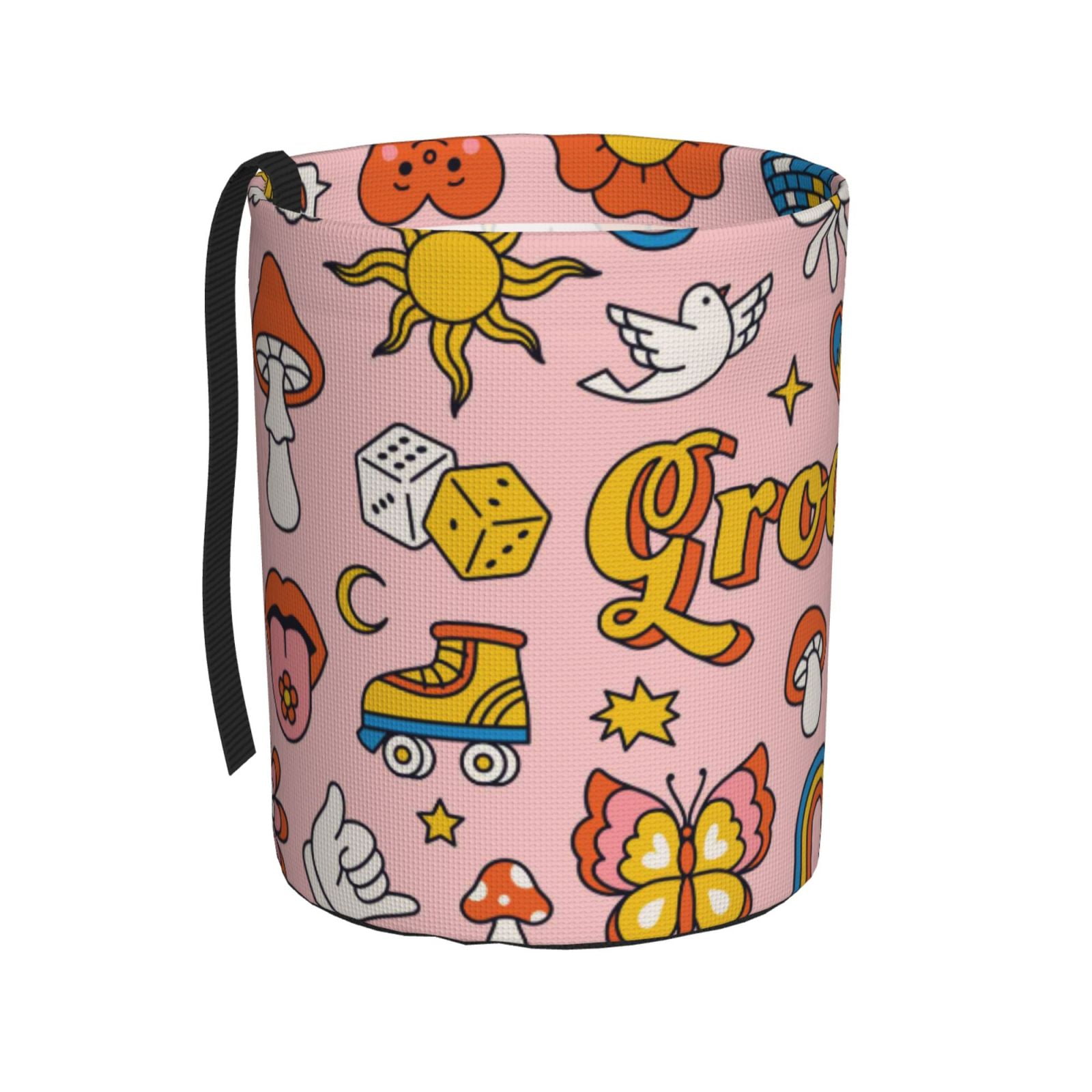 Honeii Retro 70s Hippie Print Waterproof Car Trash Can,Waterproof ...