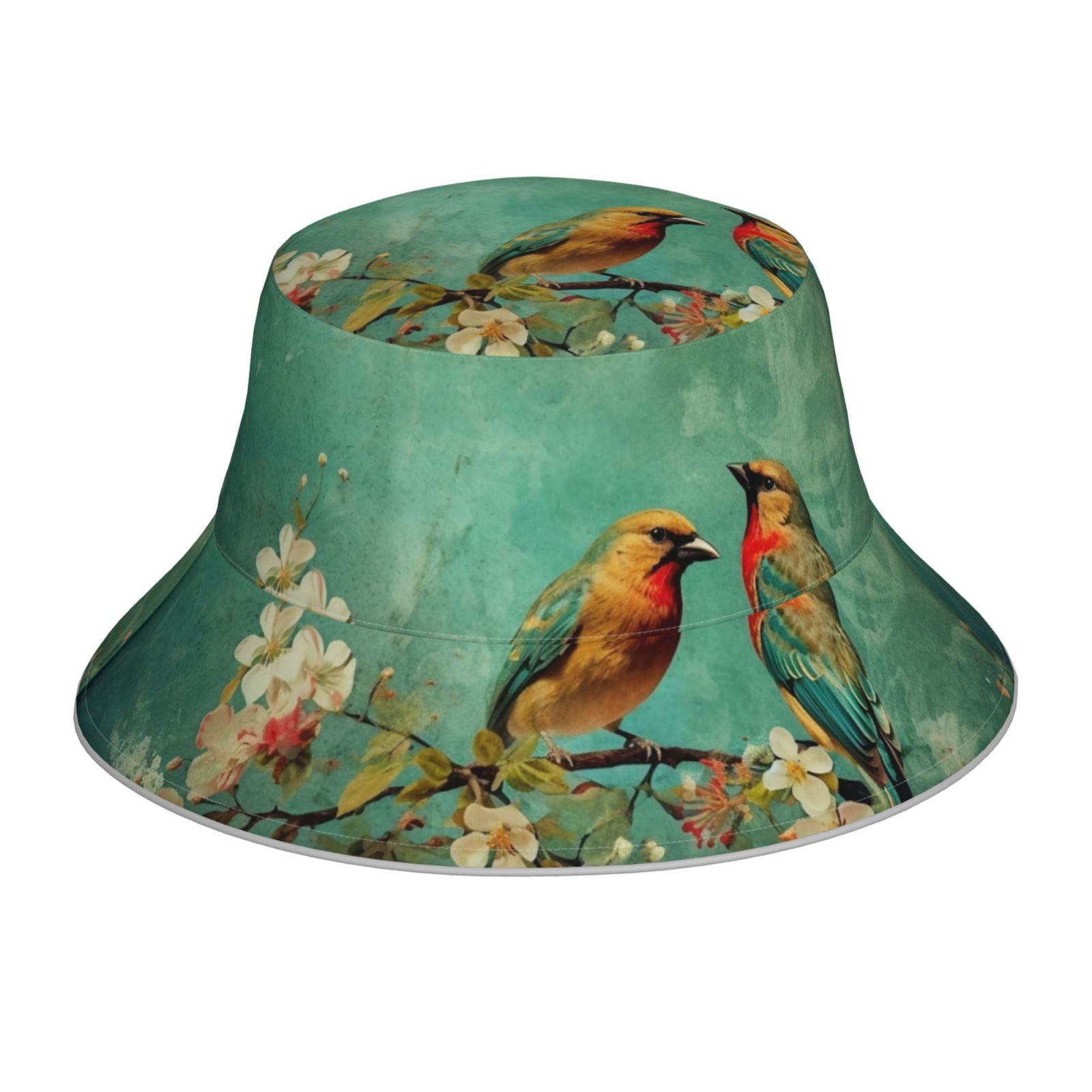 Honeii Retro Birds for Unisex Bucket Hat Waterproof Rain Hat Reversible ...
