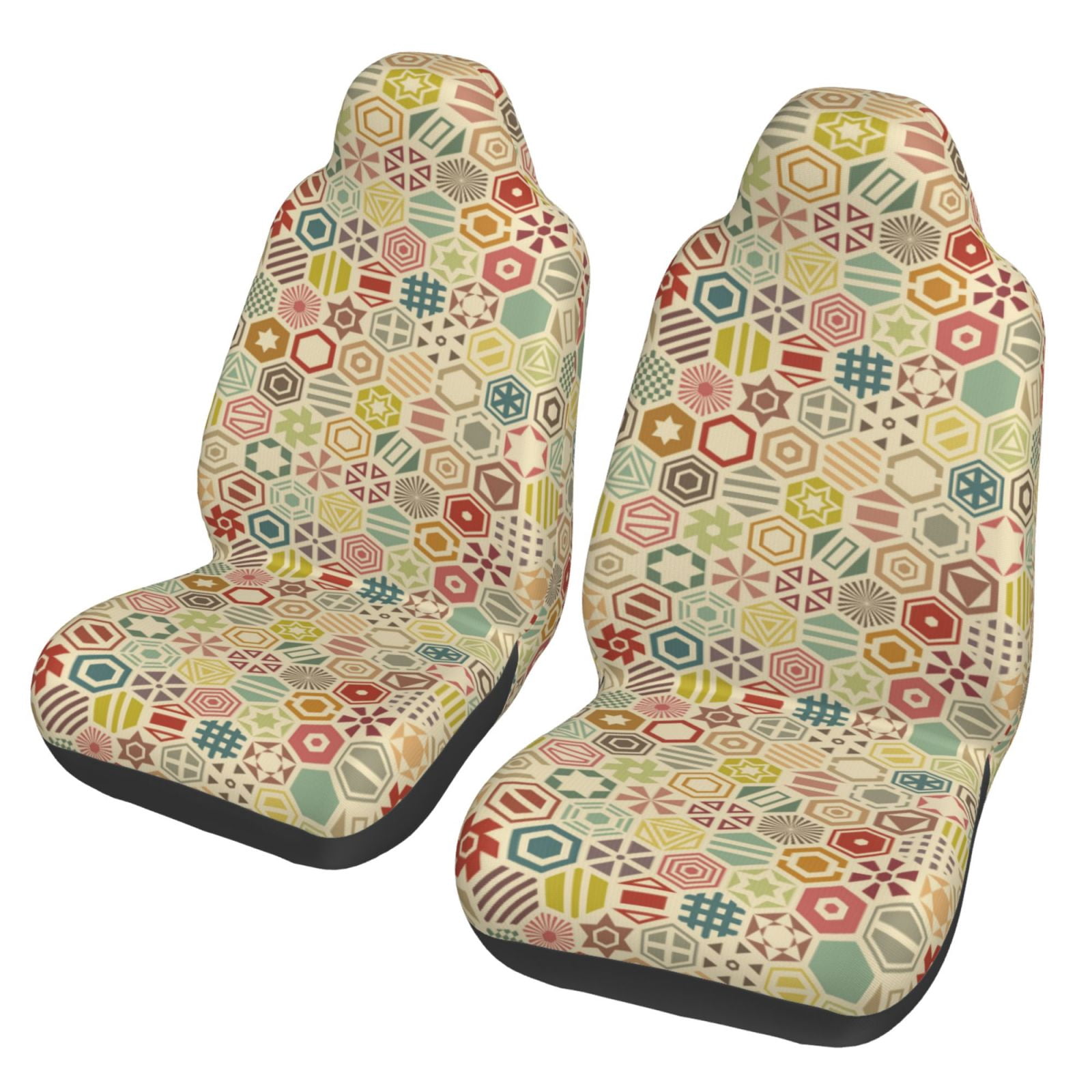 Honeii Retro Geometry Print Car Seat Covers 2 Pieces, Full Set ...