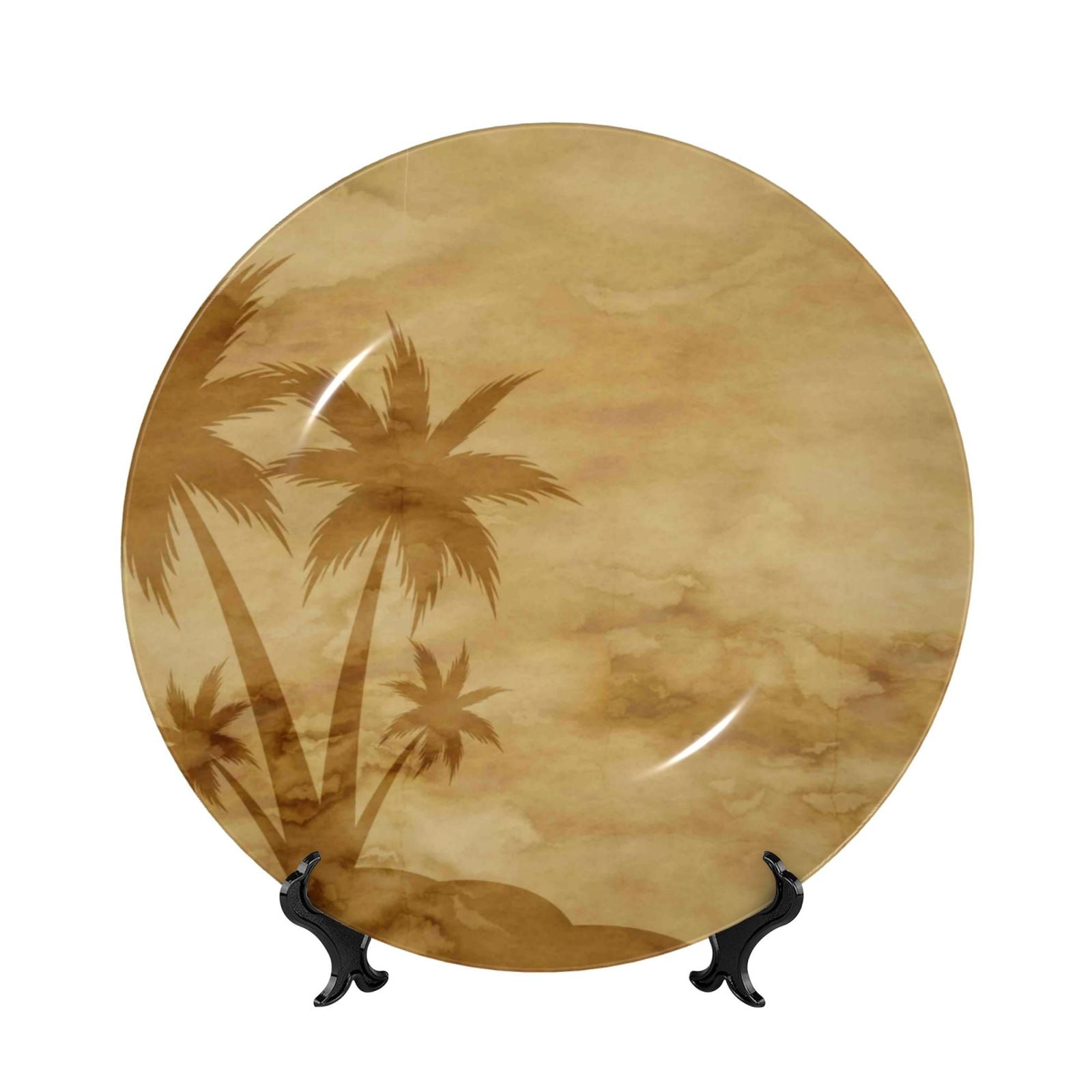 Honeii Retro Palm Tree Print Elegant Bone China Decorative Plate ...