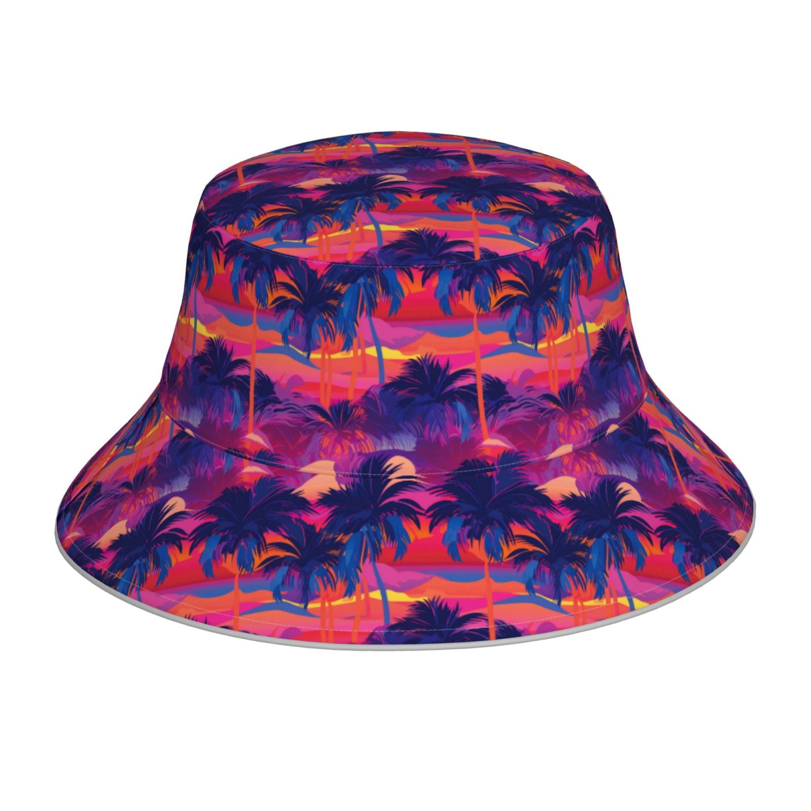 Honeii Retro Palms for Unisex Bucket Hat Waterproof Rain Hat Reversible ...