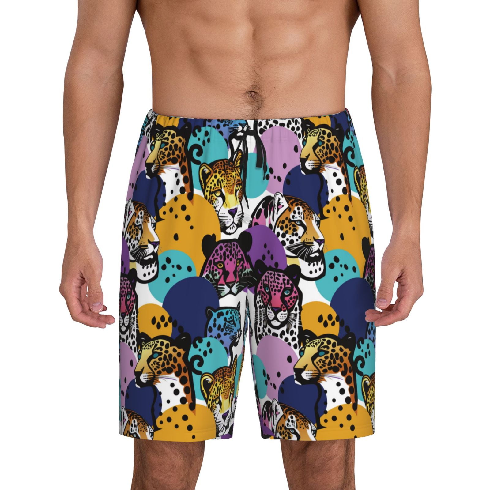 Honeii Retro Panther Print Men's Pajama Sleepwear Shorts - a comfy ...