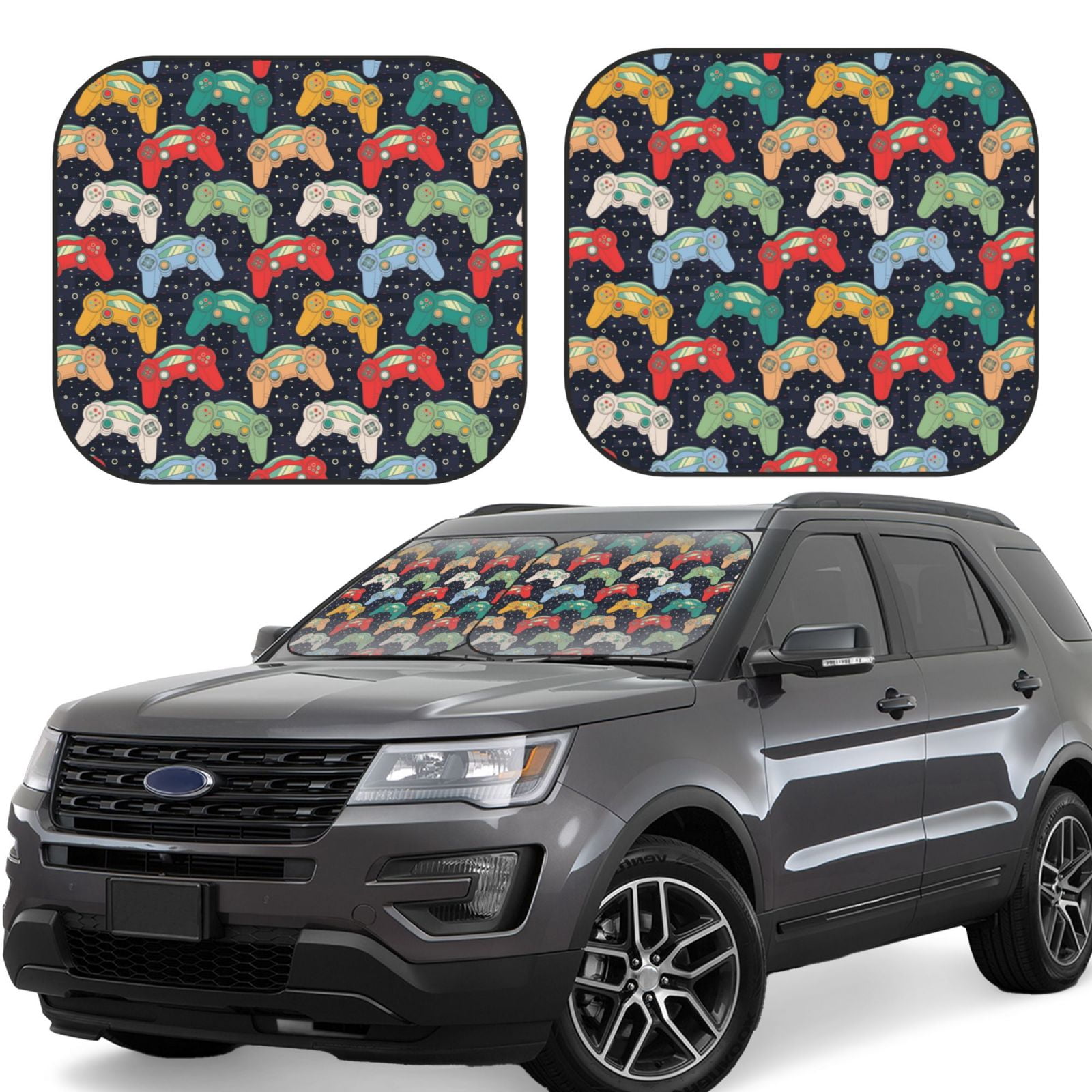 Honeii Retro Video Game Print Foldable Car Sun Shade for Windshield, 2 ...