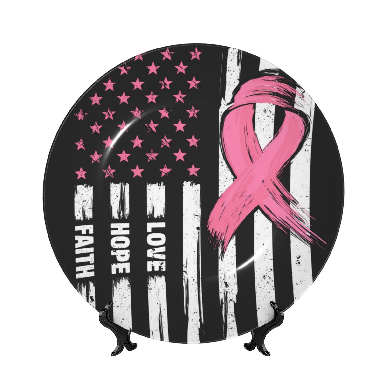Honeii Ribbon Breast Cancer Awareness Print Elegant Bone China ...