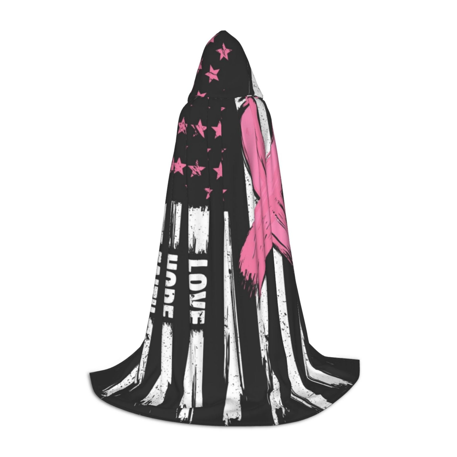 Honeii Ribbon Breast Cancer Awareness Print Poncho Cape, Cloak Coat ...