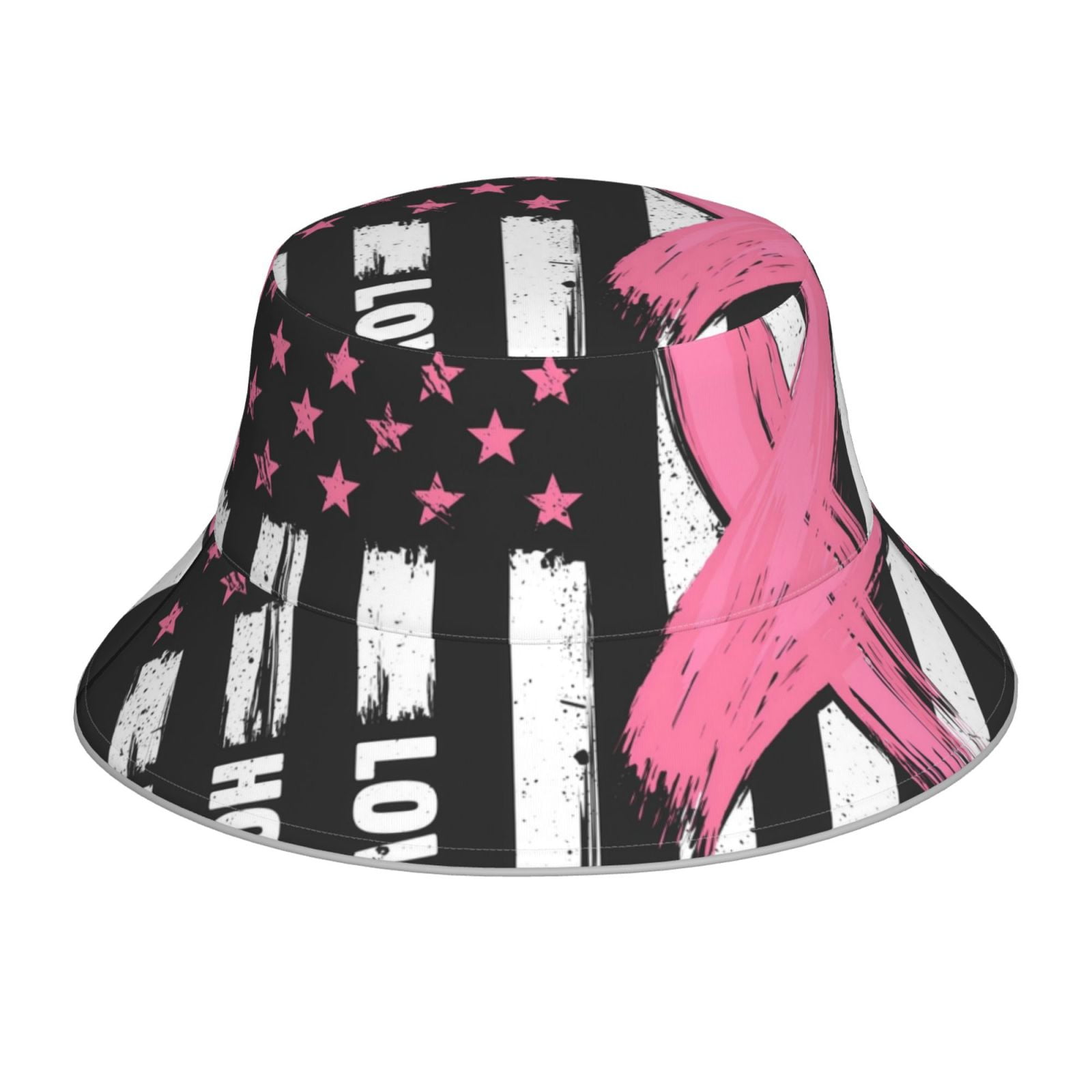 Honeii Ribbon Breast Cancer Awareness for Unisex Bucket Hat Waterproof ...