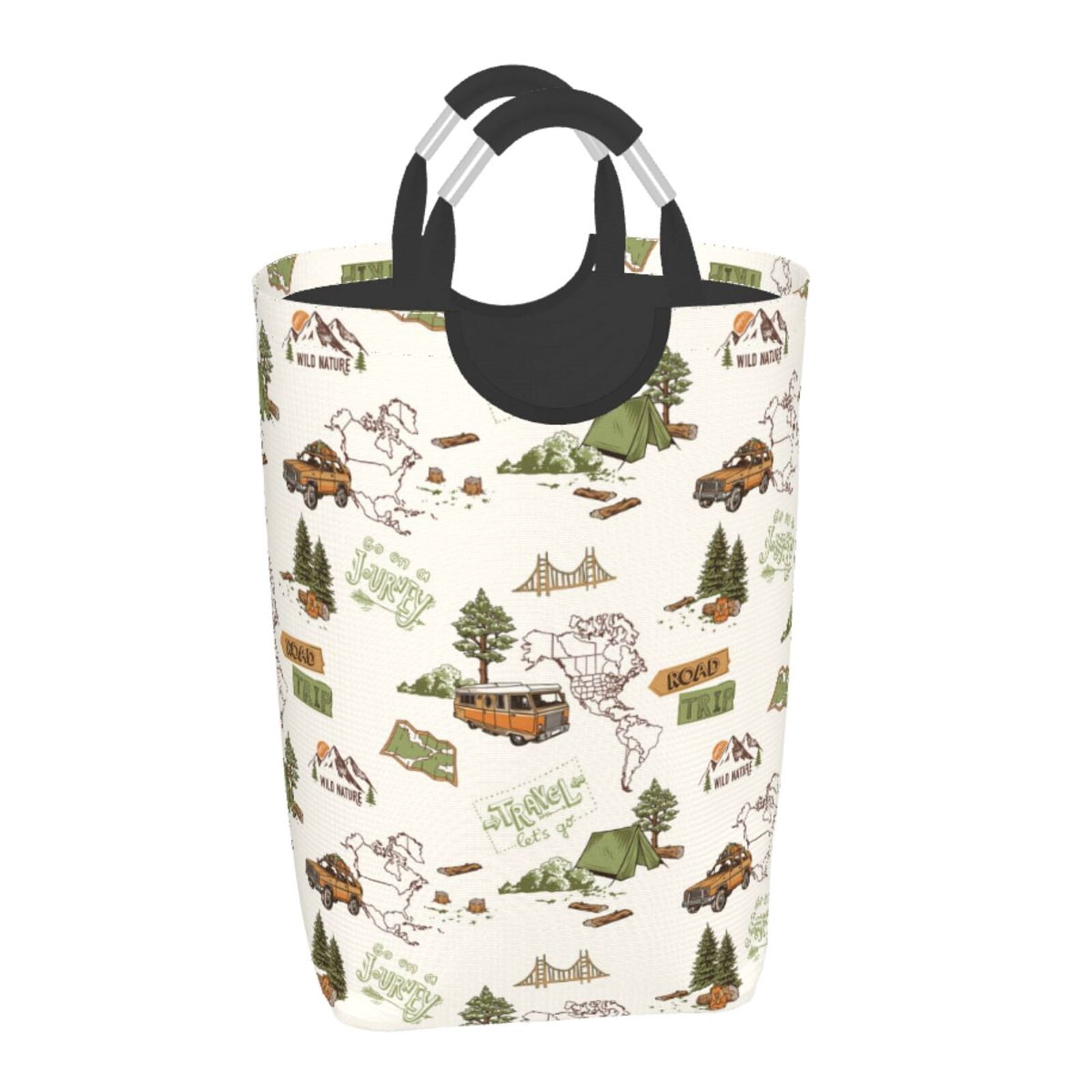 Honeii Road Trip Print Laundry Hamper Collapsible Laundry Baskets ...