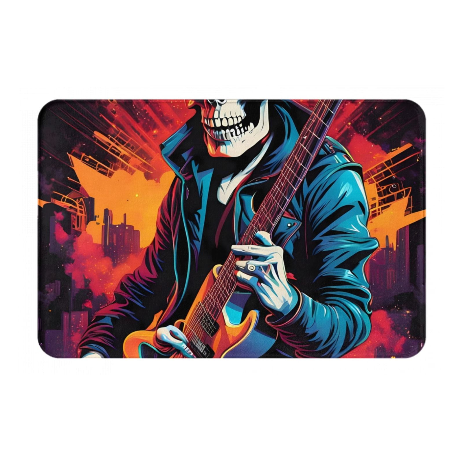 Honeii Rock Skull Singer patten Door Mat, Absorbent Muddy Dirt Resist ...