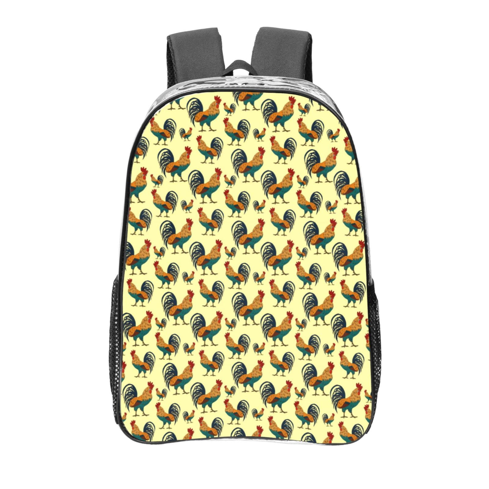 Honeii Roosters In Farm Print Clear Backpack Heavy Duty Transparent Bag ...