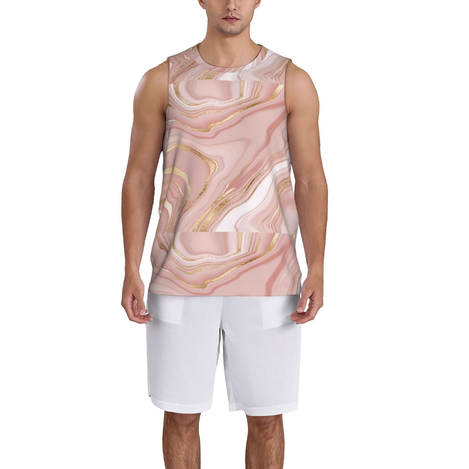 Honeii Rose Gold Glitter Splatter print basktball shirt for men and ...