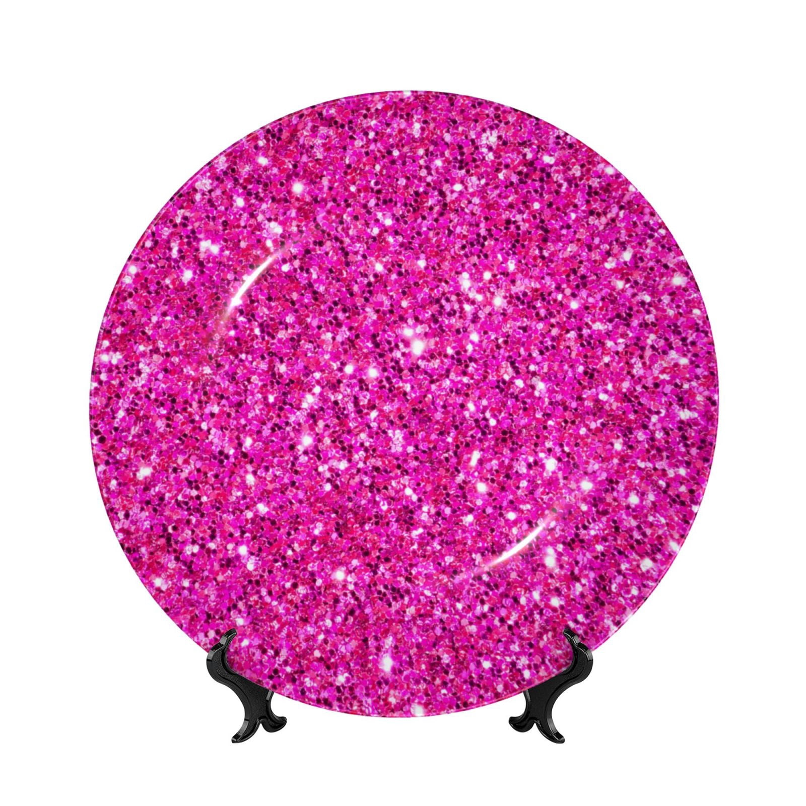 Honeii Rose Red Glitter Print Elegant Bone China Decorative Plate ...