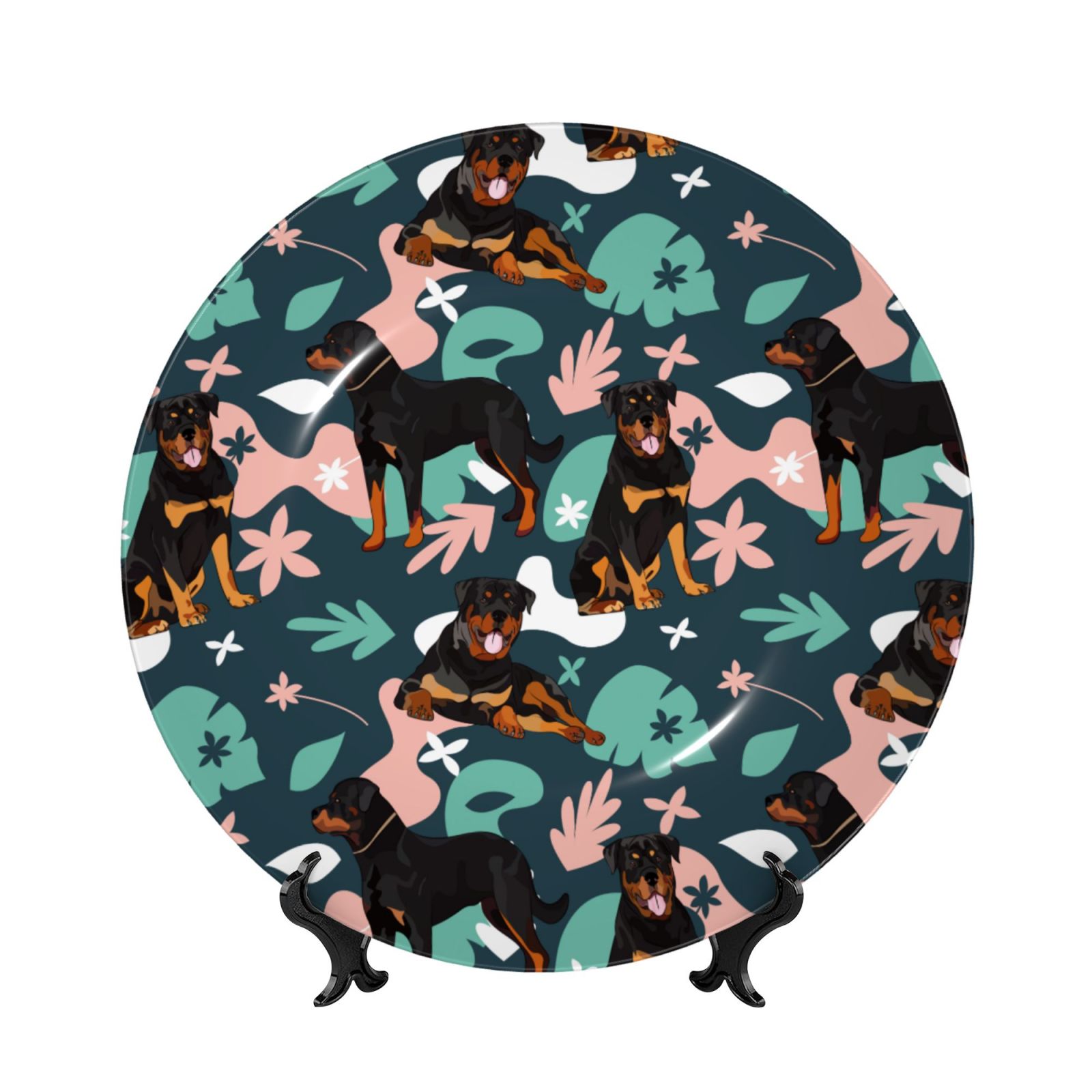 Honeii Rottweiler Print Elegant Bone China Decorative Plate, Porcelain ...