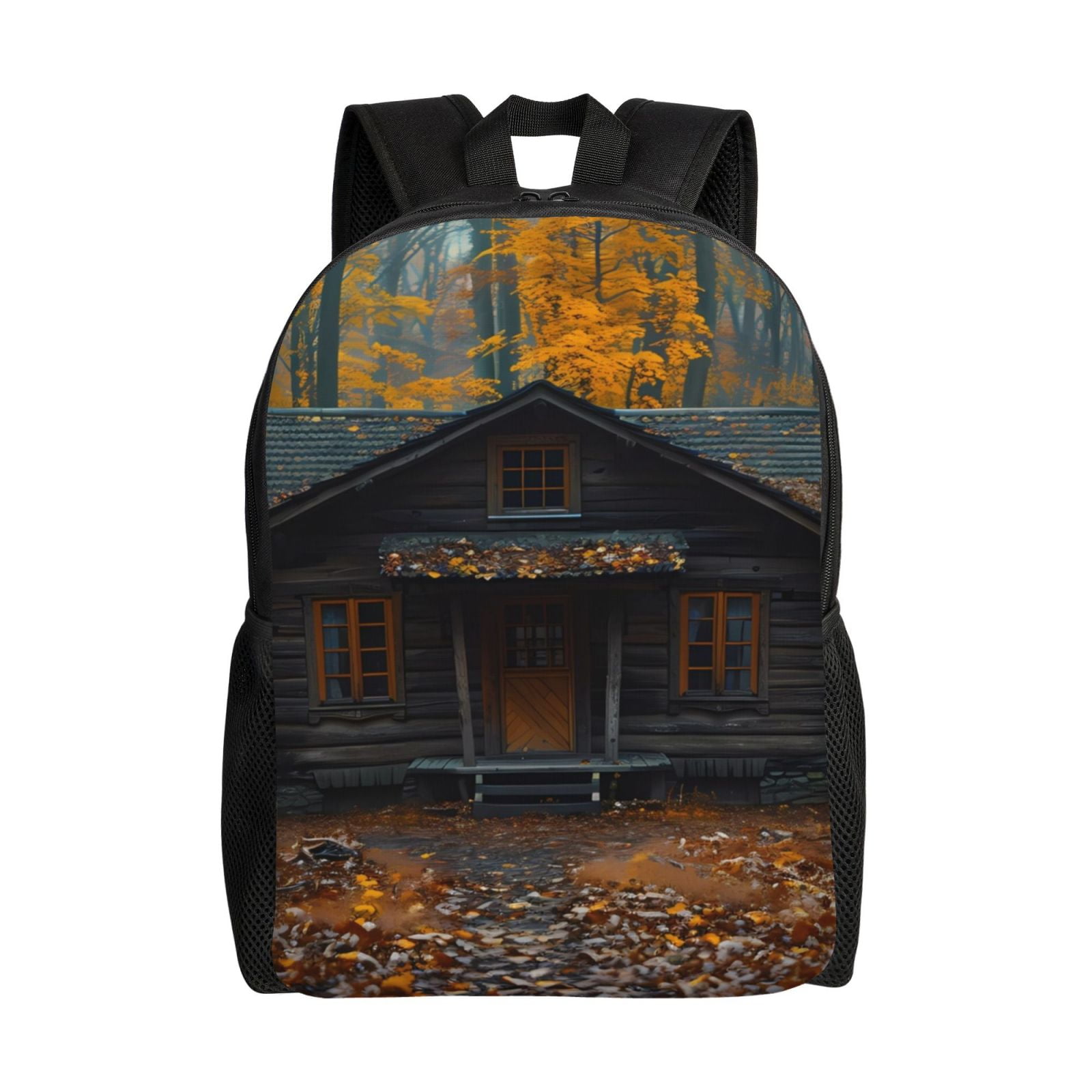 Honeii Rustic Cabin Autumn Forest Print Laptop Backpack for Work ...