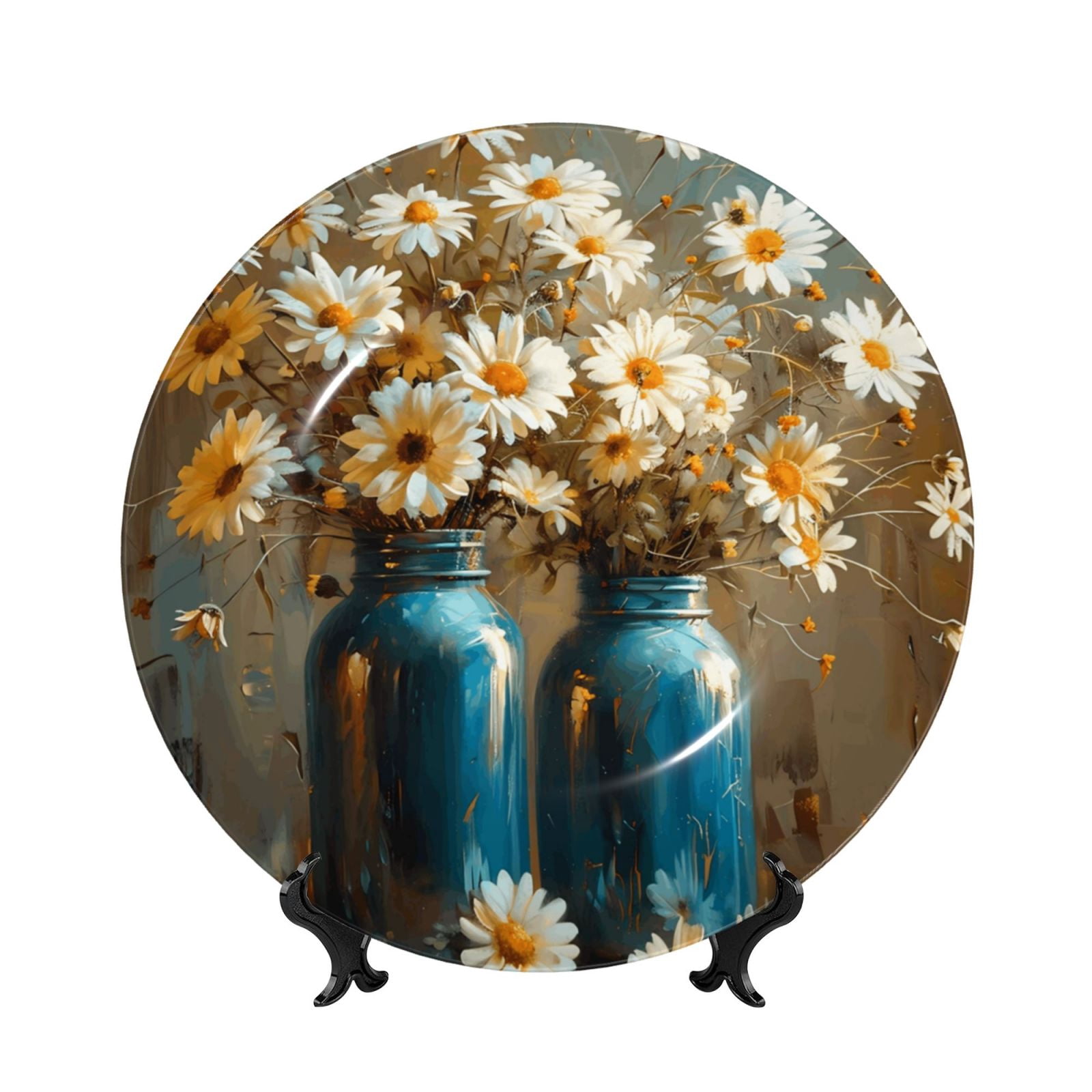 Honeii Rustic Daisy Mason Jars Print Elegant Bone China Decorative ...