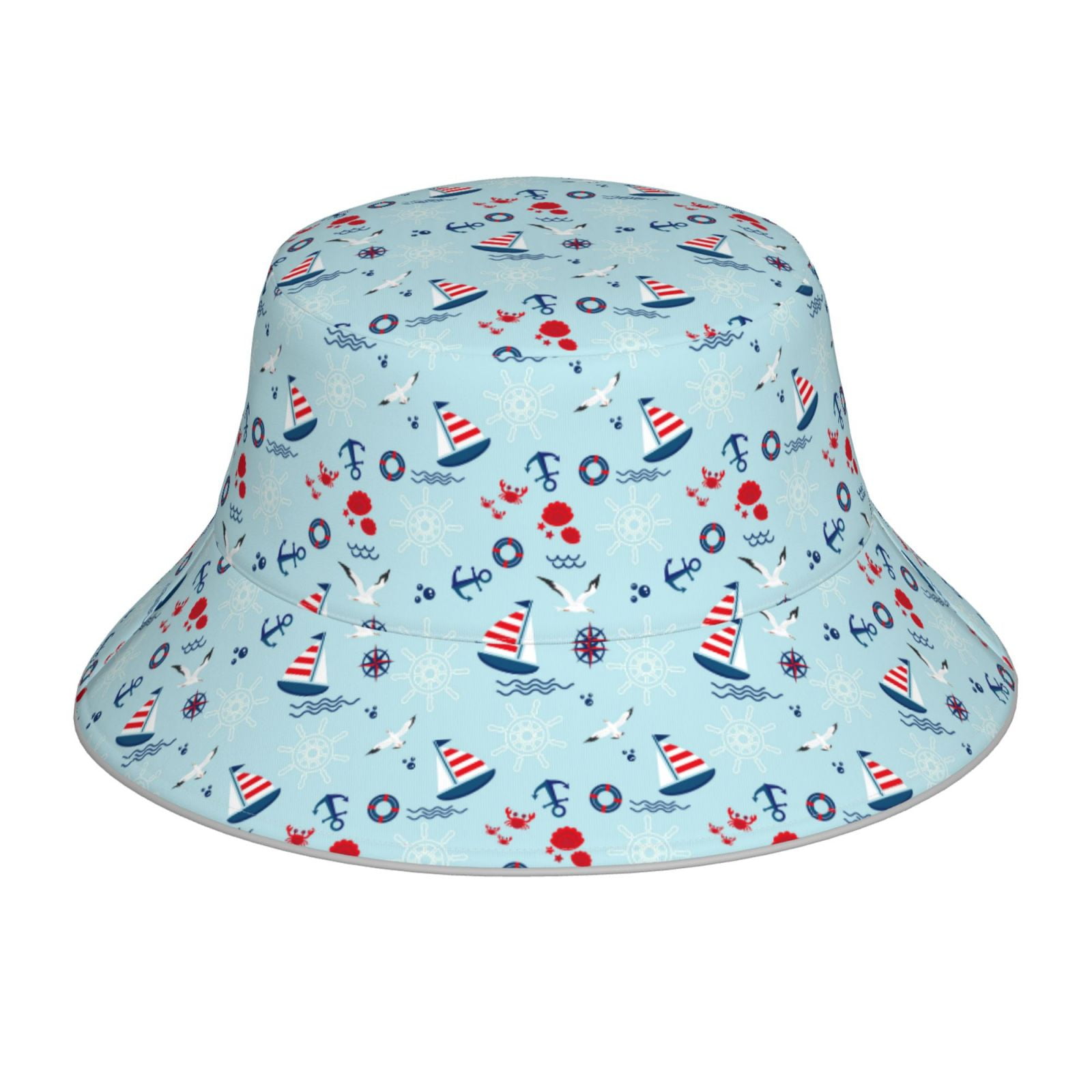 Honeii Sailboats Anchors for Unisex Bucket Hat Waterproof Rain Hat ...